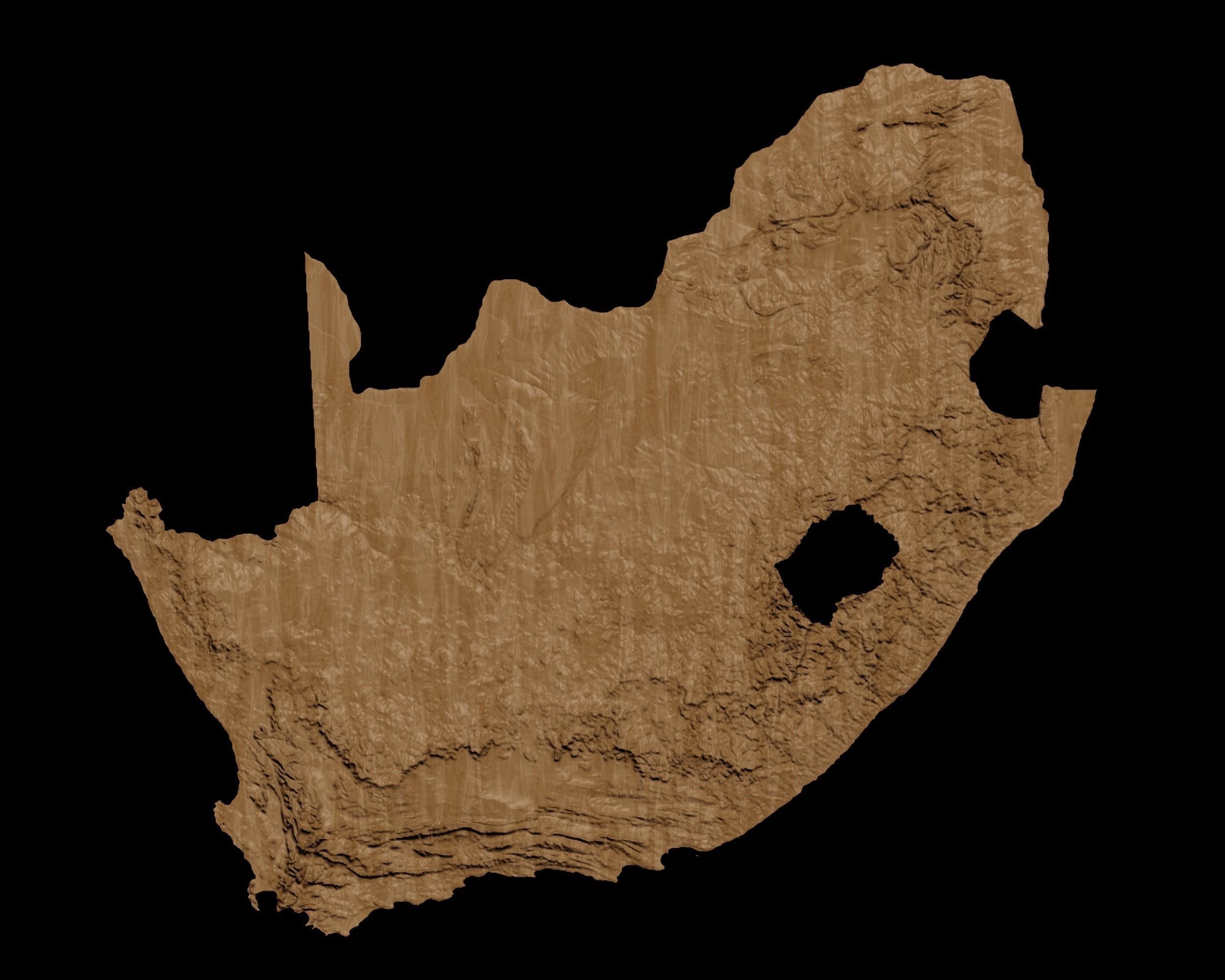 3D Topographical Map of South Africa 3D model 3D printable | CGTrader
