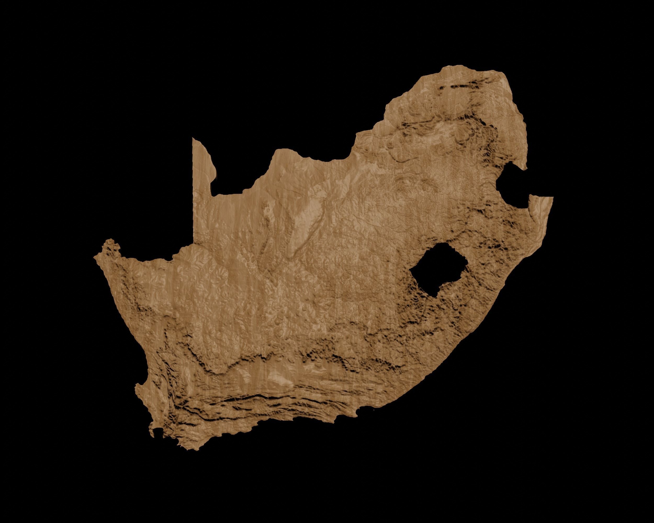 3D Topographical Map of South Africa 3D model 3D printable | CGTrader
