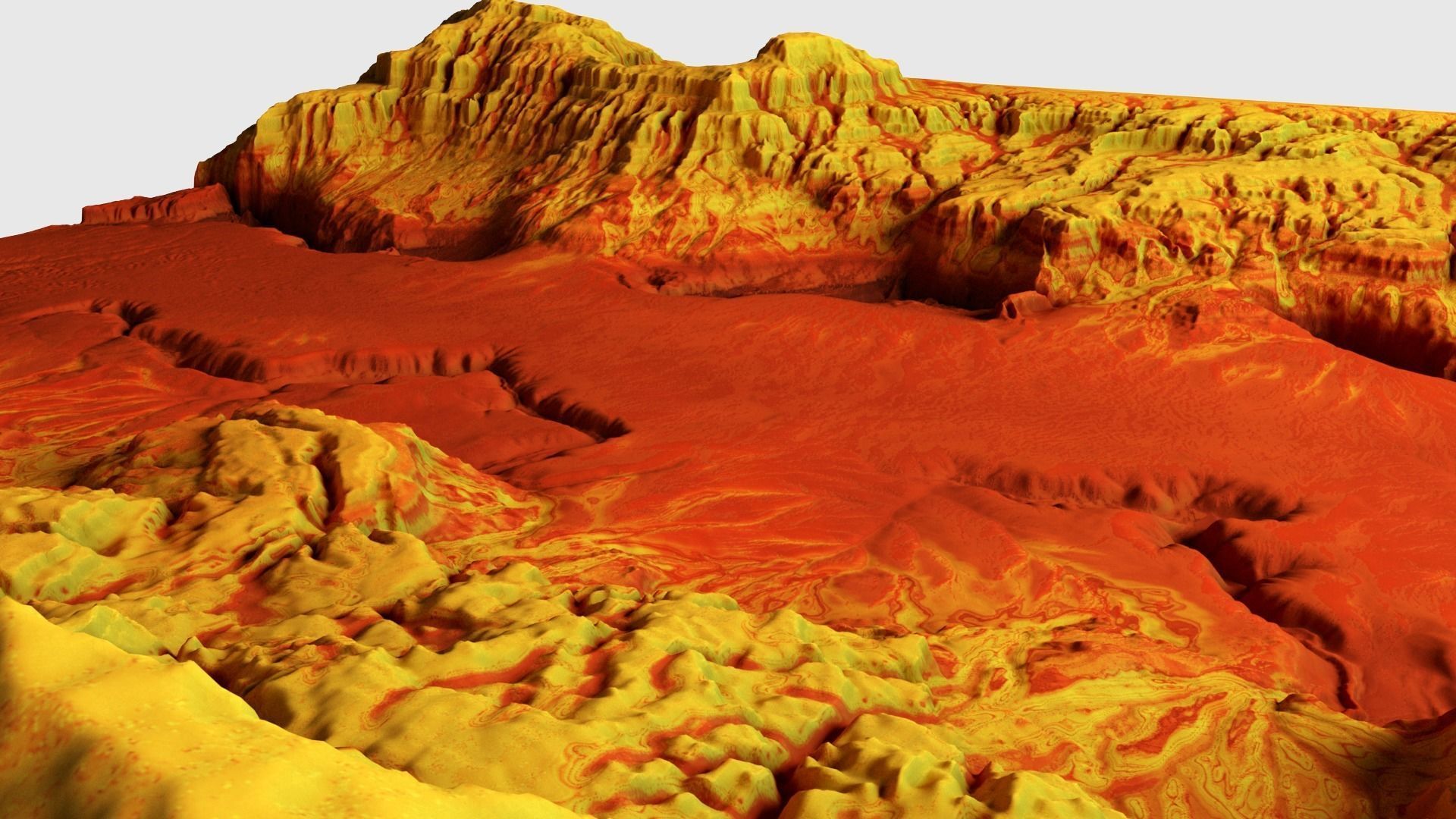 Cartoon mountain terrain with canyon and fissures 3D model | CGTrader