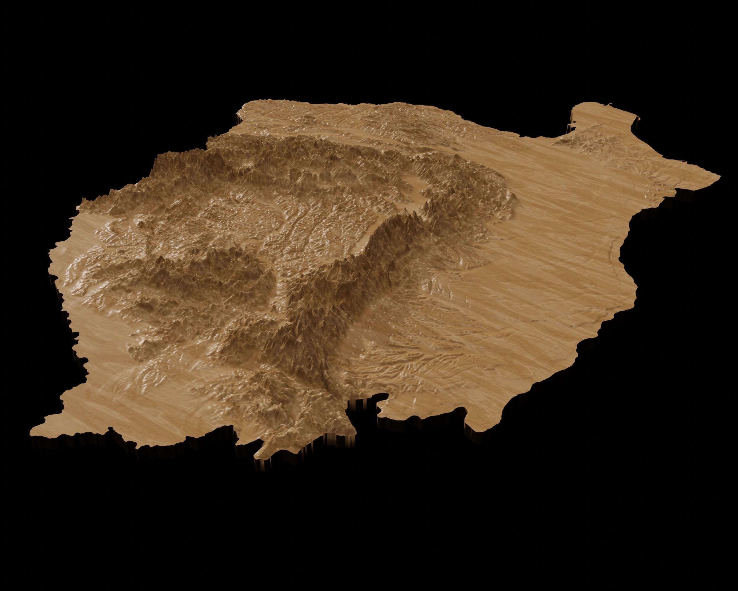 3D Topographical Map of Romania 3D model 3D printable | CGTrader