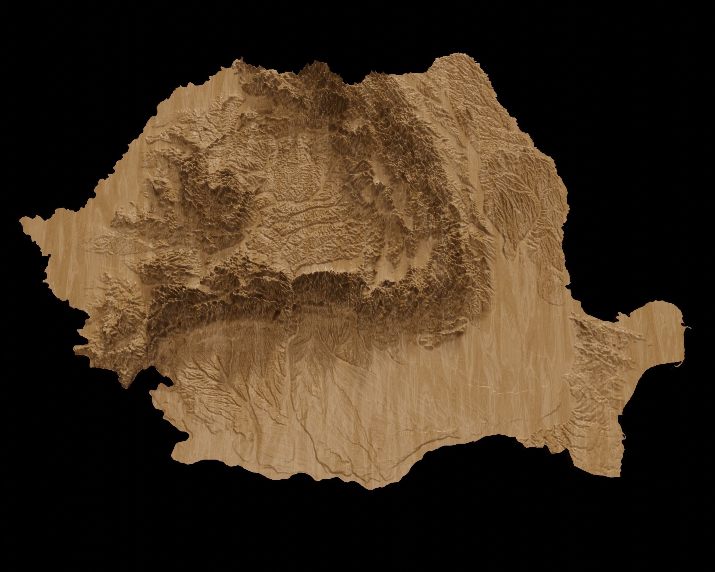 3D Topographical Map of Romania 3D model 3D printable | CGTrader