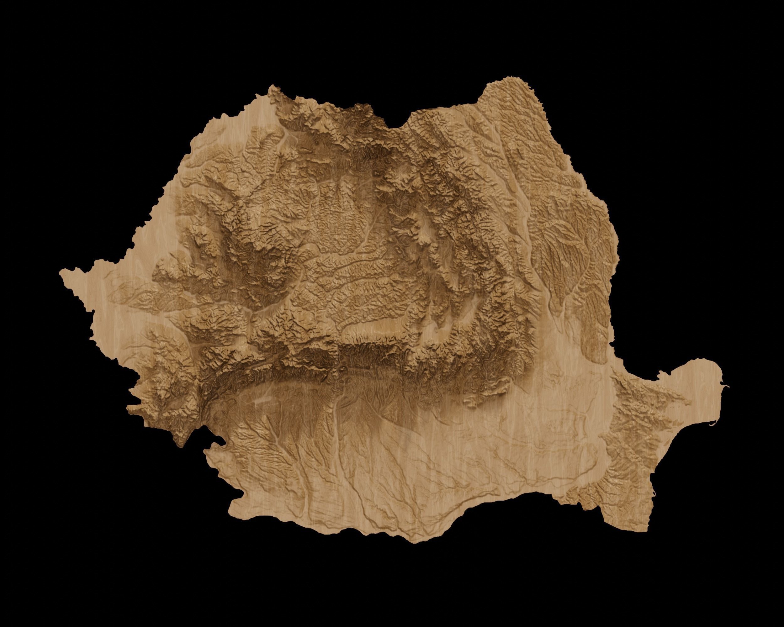 3D Topographical Map of Romania 3D model 3D printable | CGTrader