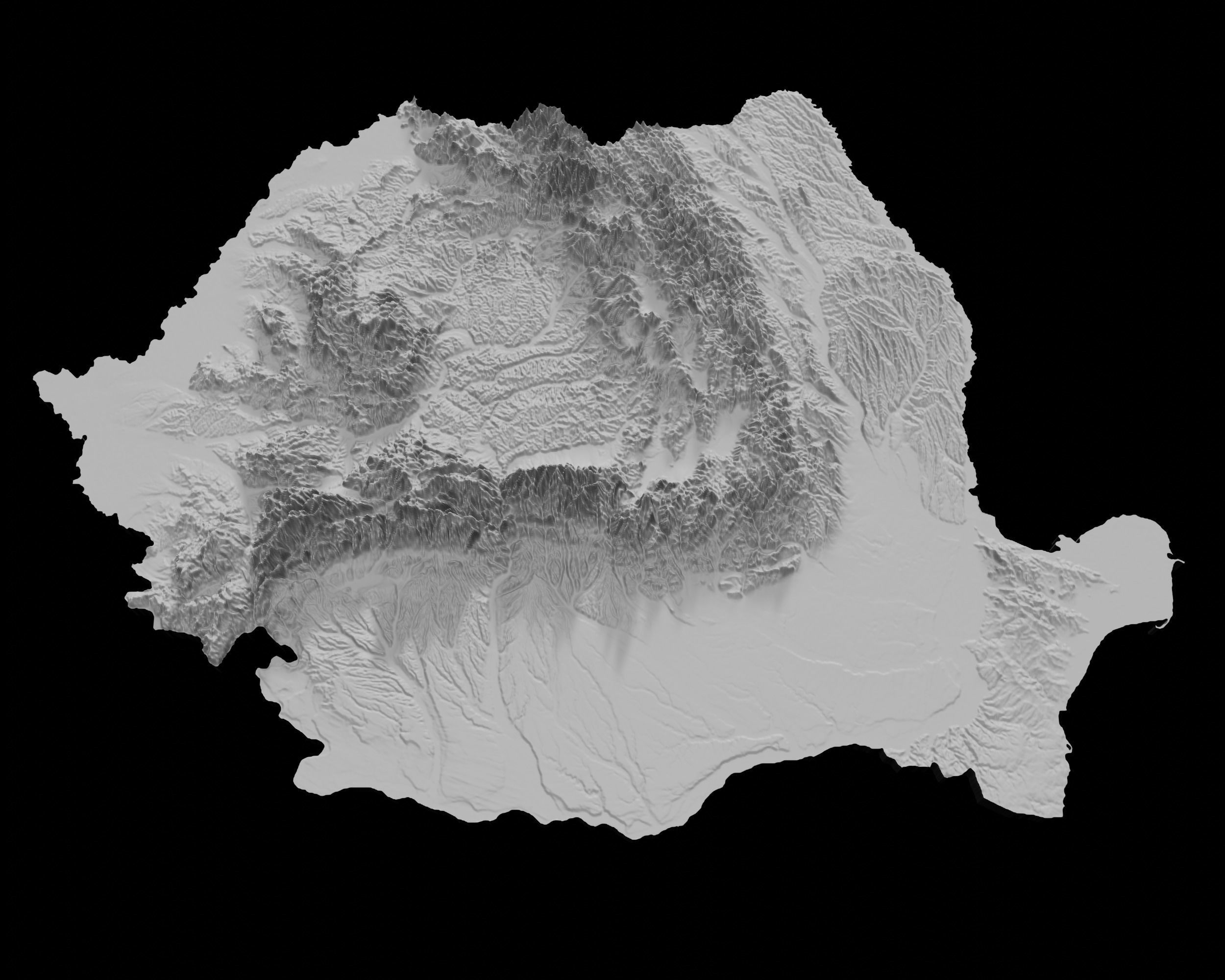 3D Topographical Map of Romania 3D model 3D printable | CGTrader