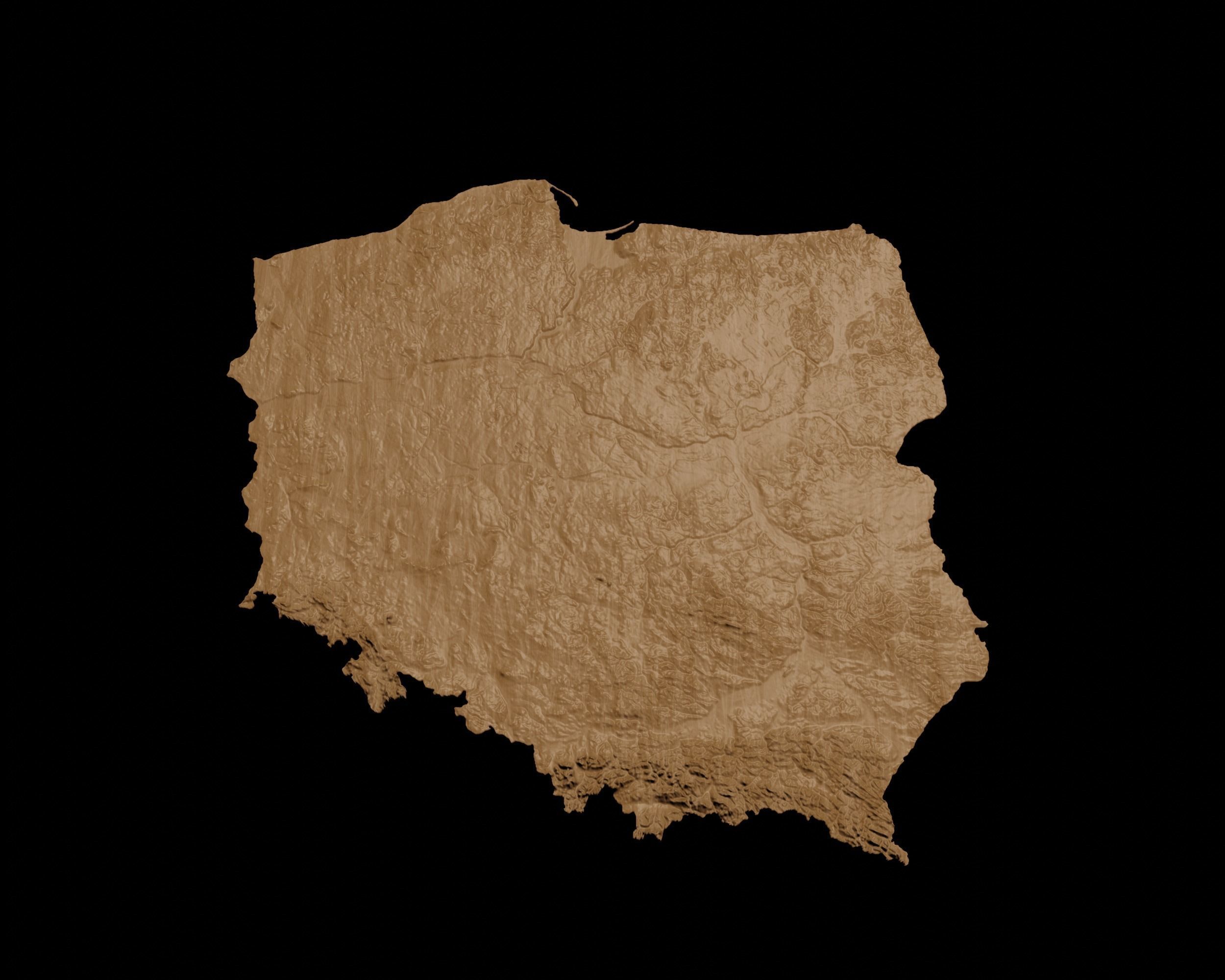 3D Topographical Map of Poland 3D model 3D printable | CGTrader
