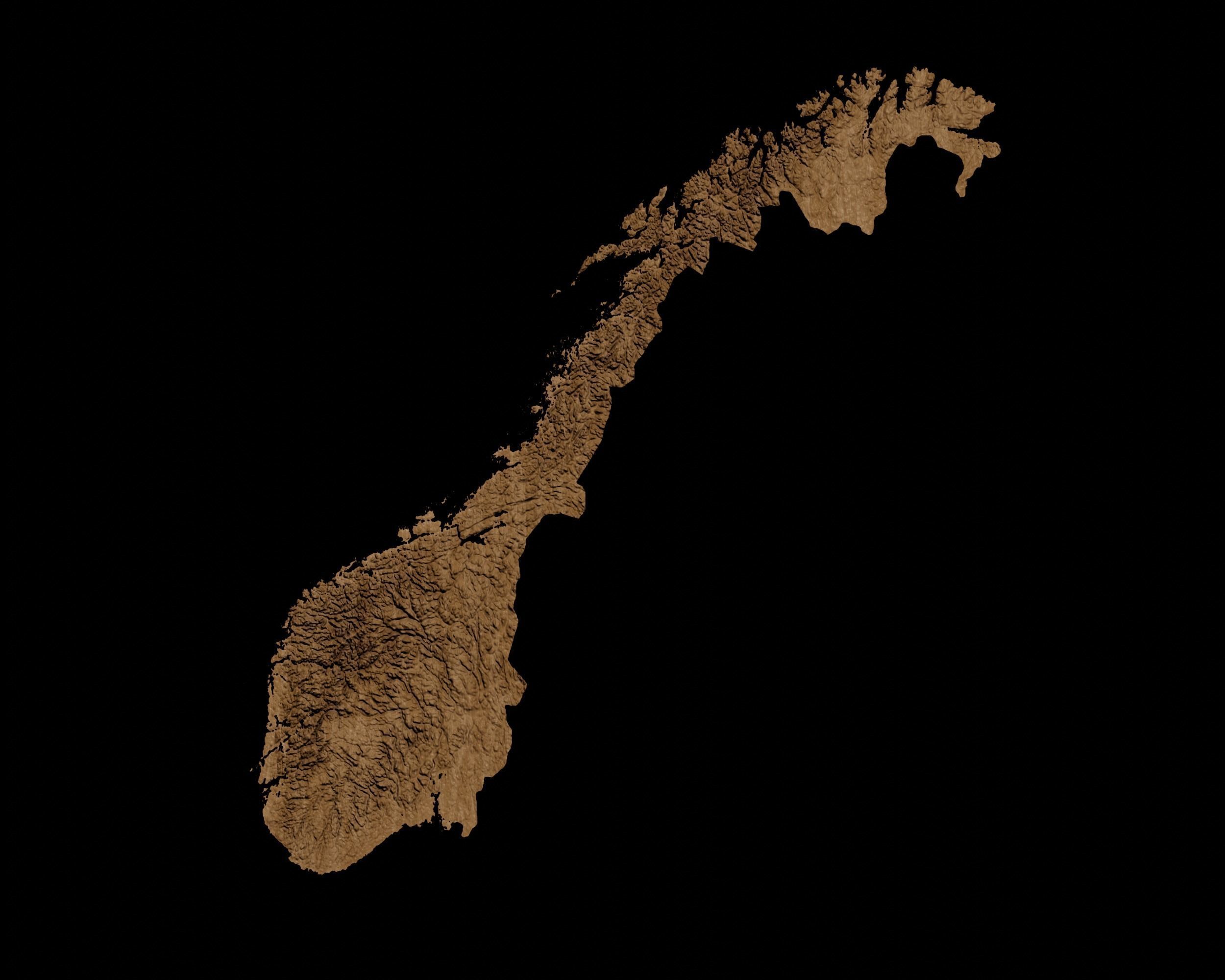 3D Topographical Map of Norway 3D model 3D printable | CGTrader