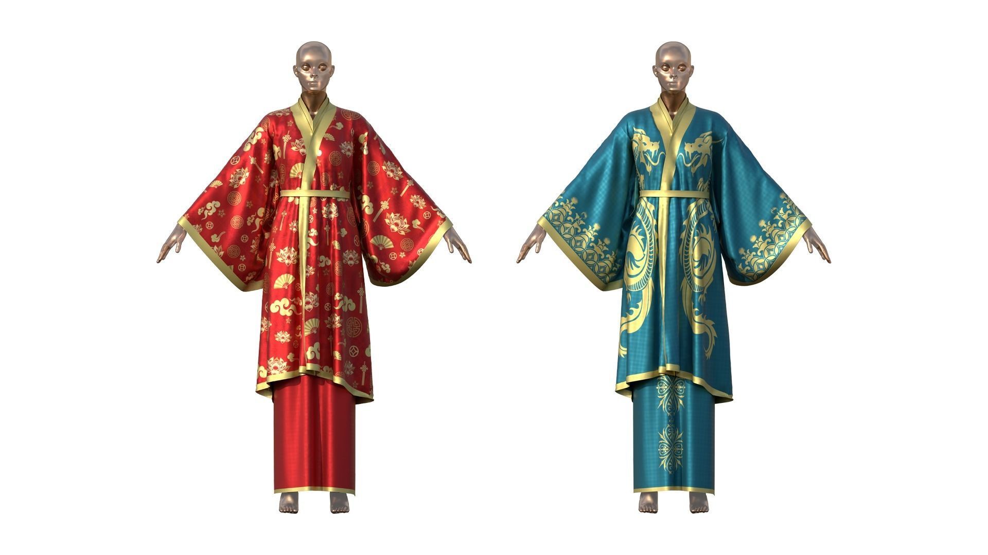 Clothes Set Traditional Chinese Dress Collection 3D model | CGTrader