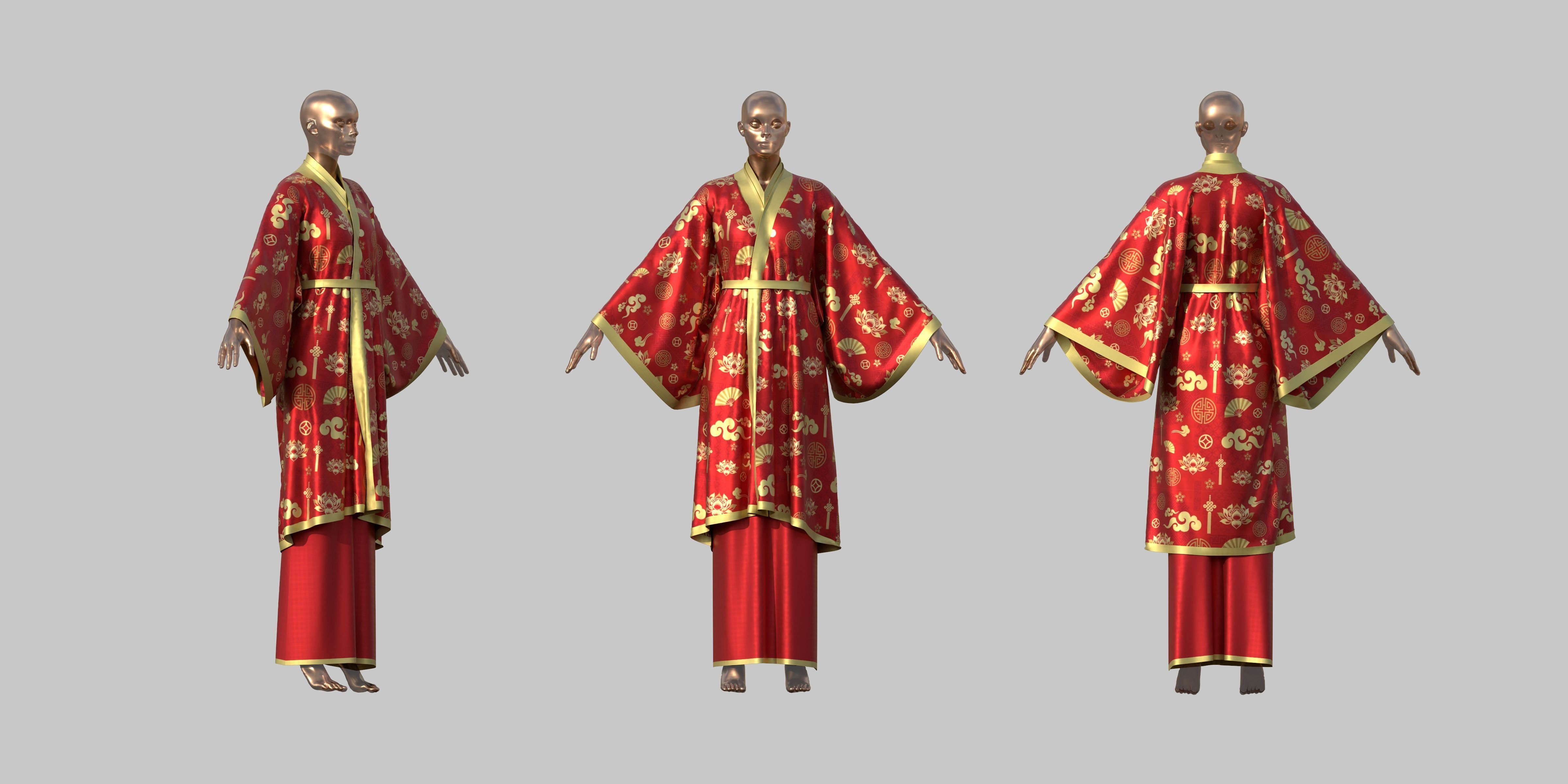 Clothes Set Traditional Chinese Dress Collection 3D model | CGTrader