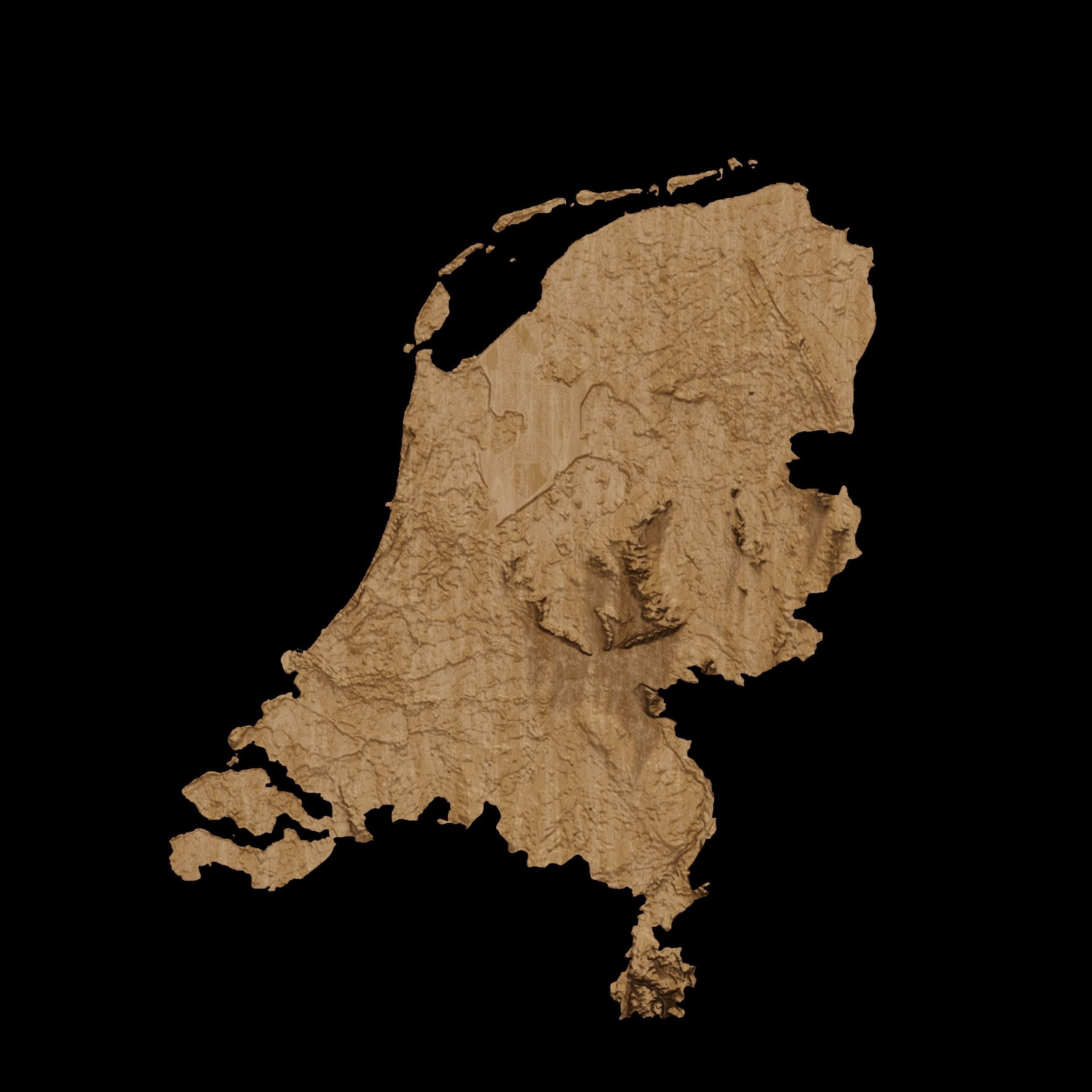 3D Topographical Map of the Netherlands 3D model 3D printable | CGTrader