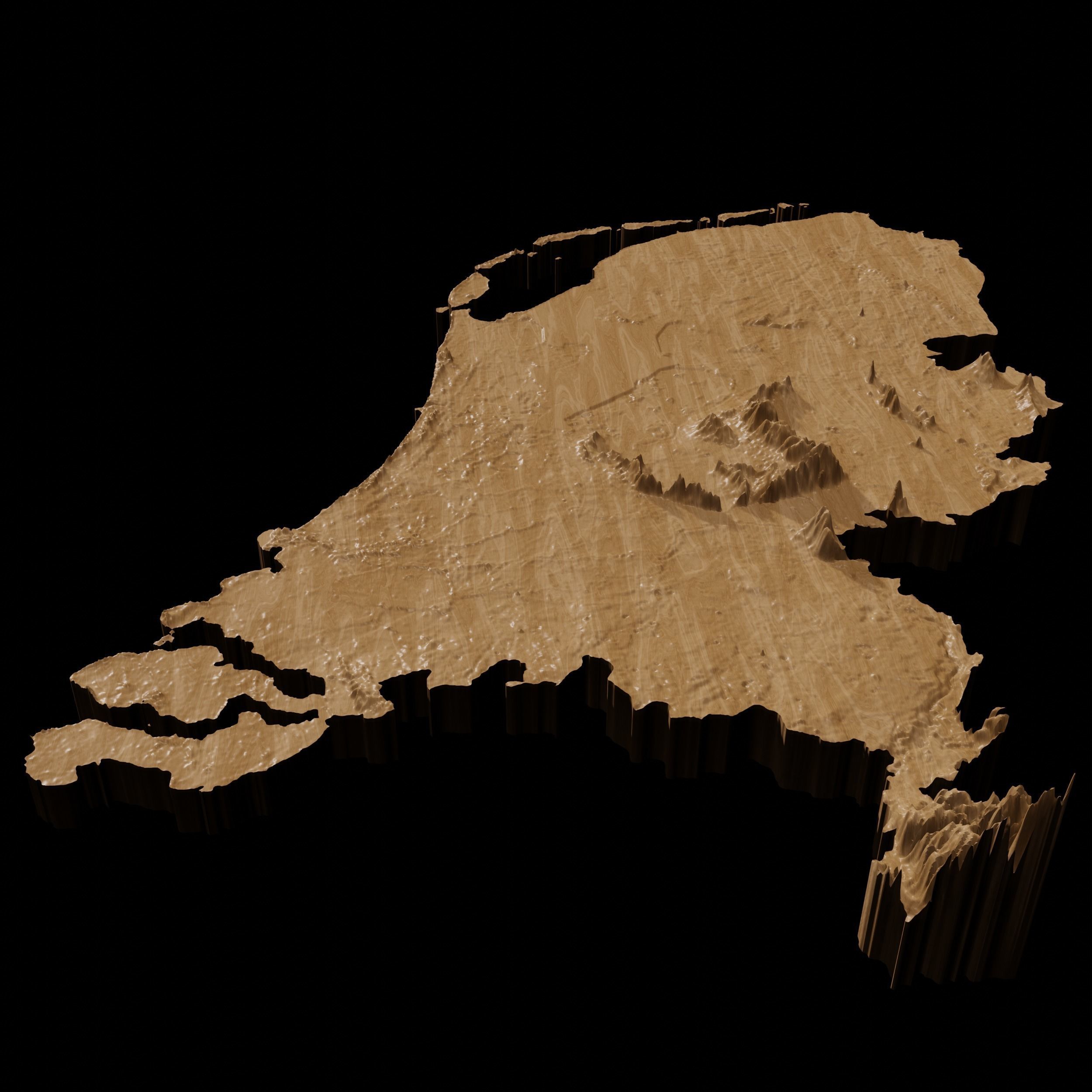 3D Topographical Map of the Netherlands 3D model 3D printable | CGTrader
