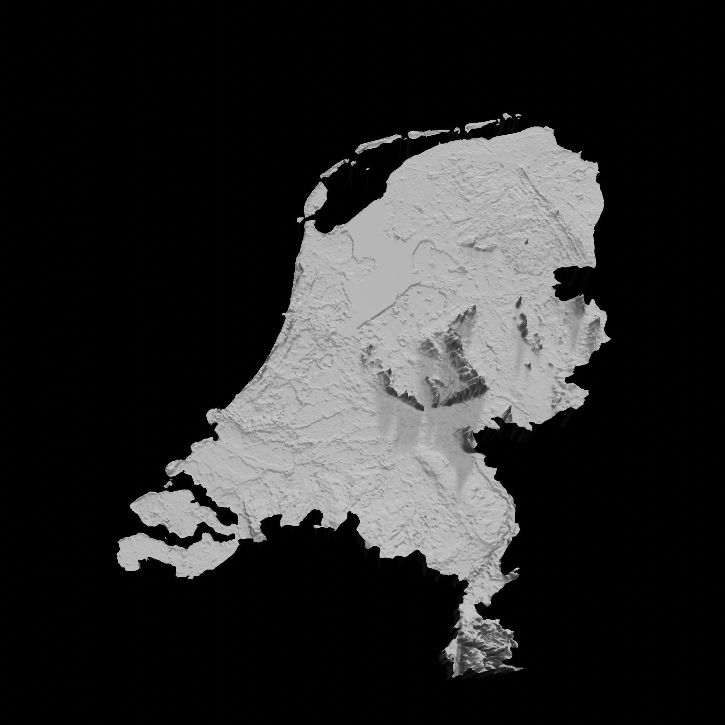 3D Topographical Map of the Netherlands 3D model 3D printable | CGTrader