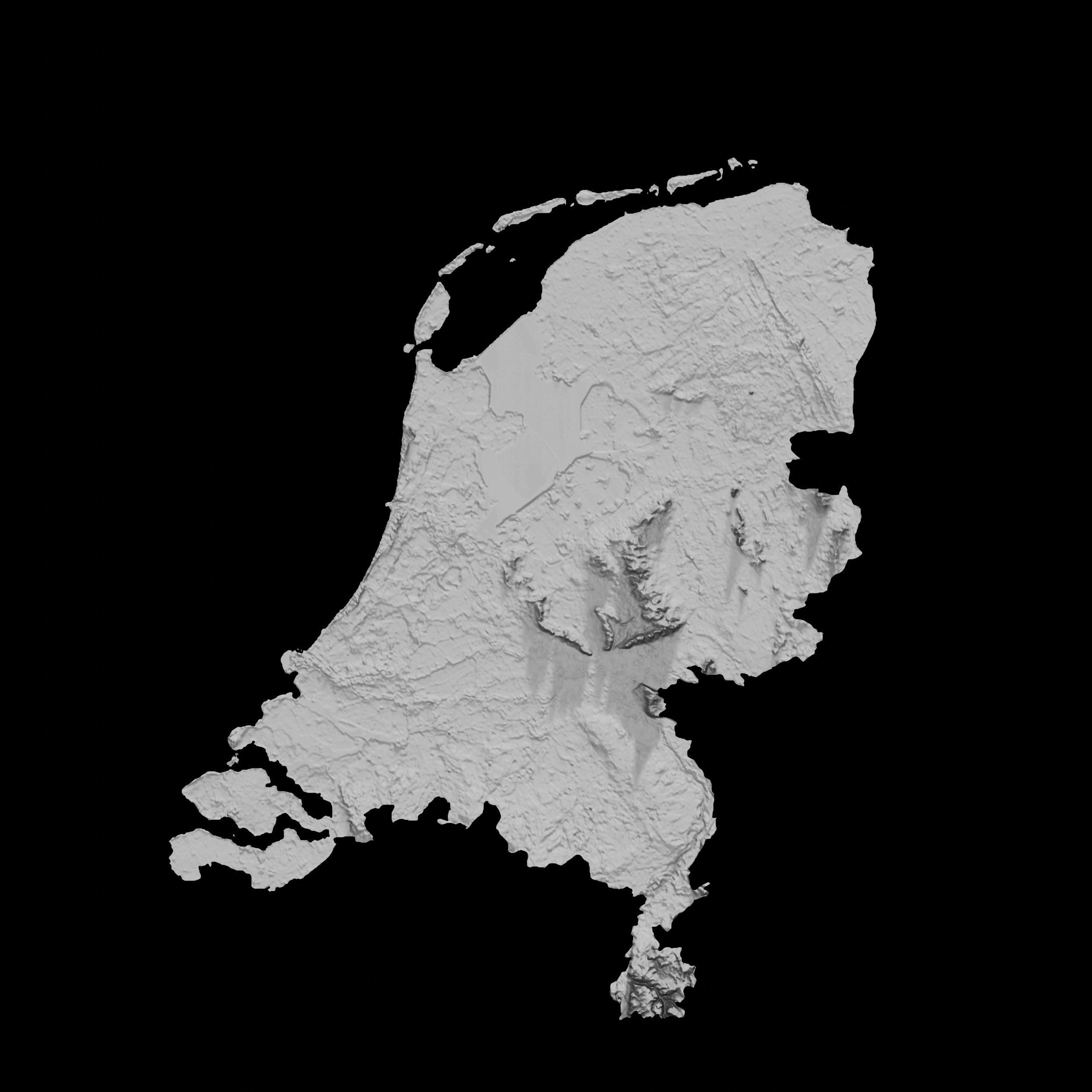 3D Topographical Map of the Netherlands 3D model 3D printable | CGTrader