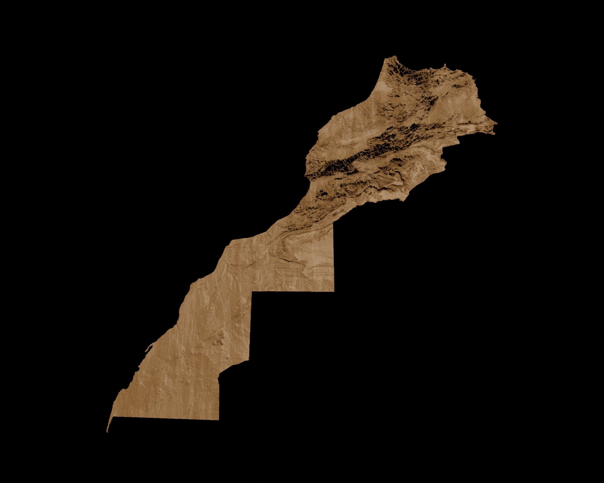 3D Topographical Map of Morocco and the Western Sahara 3D model 3D ...