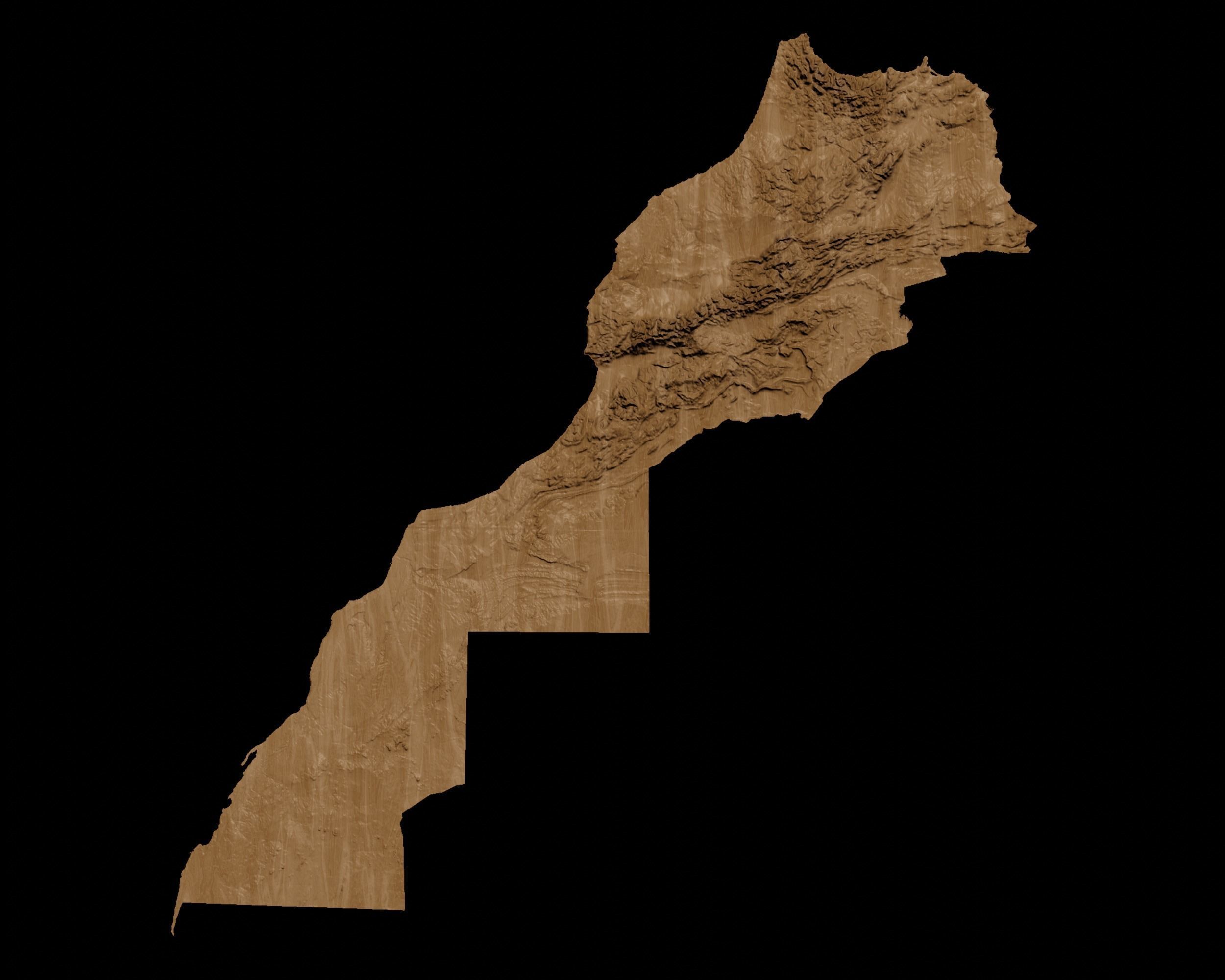 3D Topographical Map of Morocco and the Western Sahara 3D model 3D ...