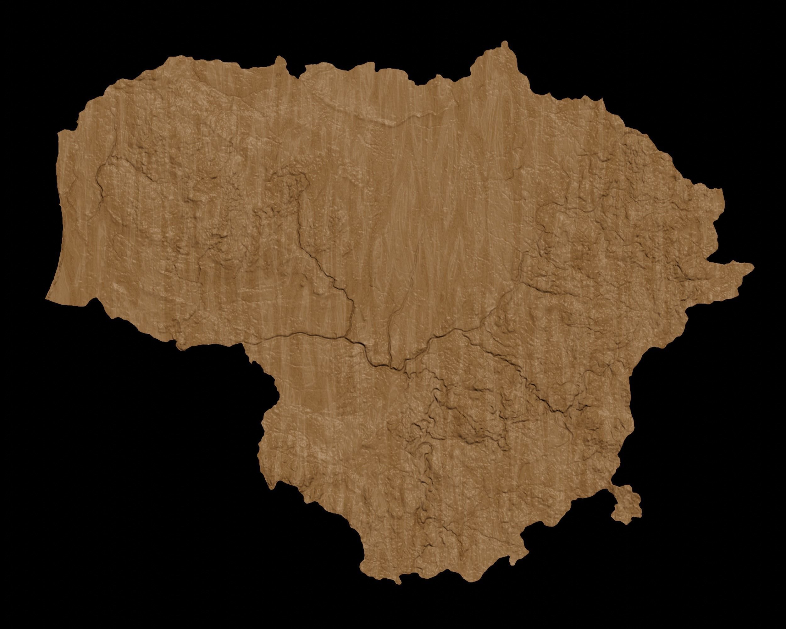 3D Topographical Map of Lithuania 3D model 3D printable | CGTrader