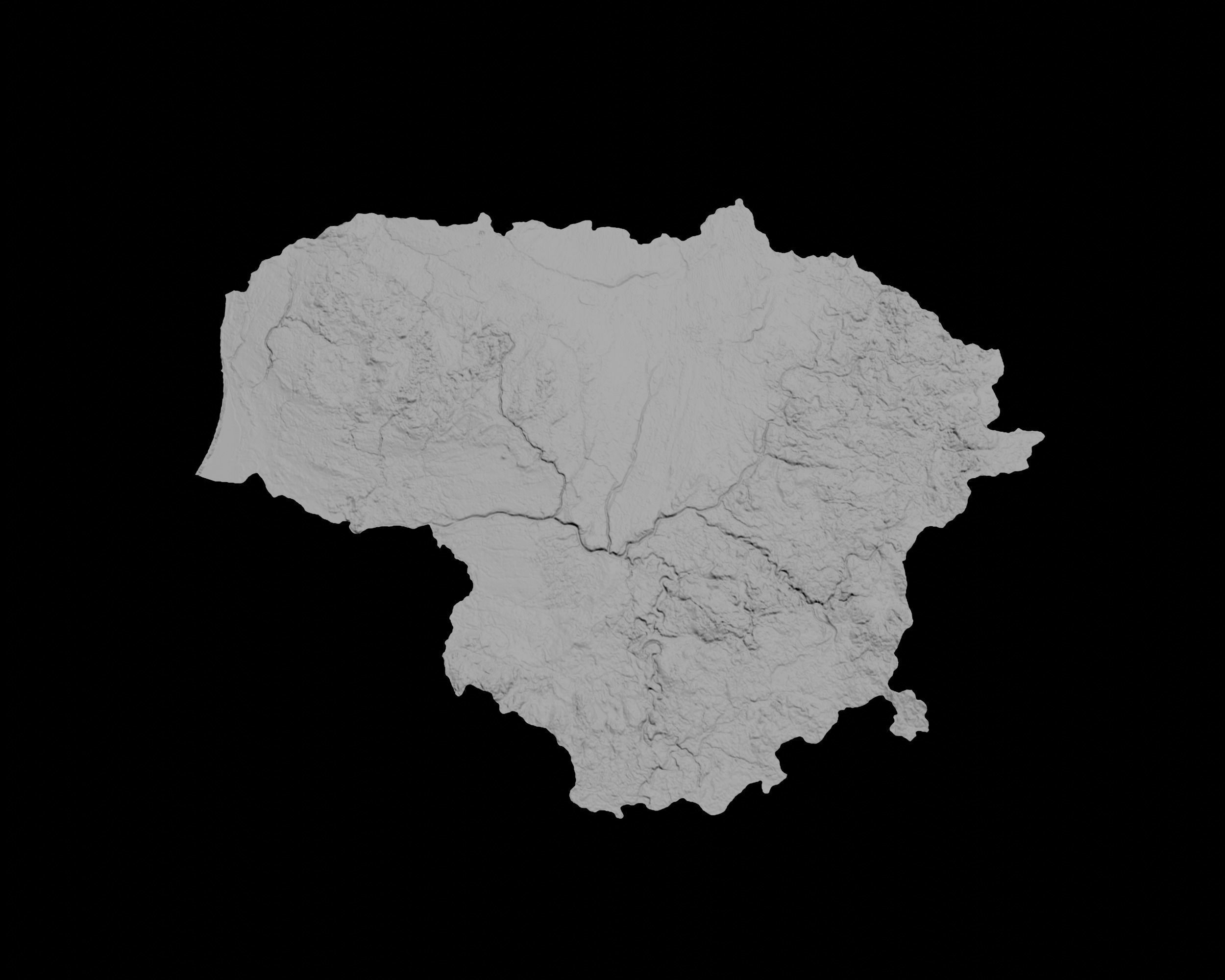 3D Topographical Map of Lithuania 3D model 3D printable | CGTrader