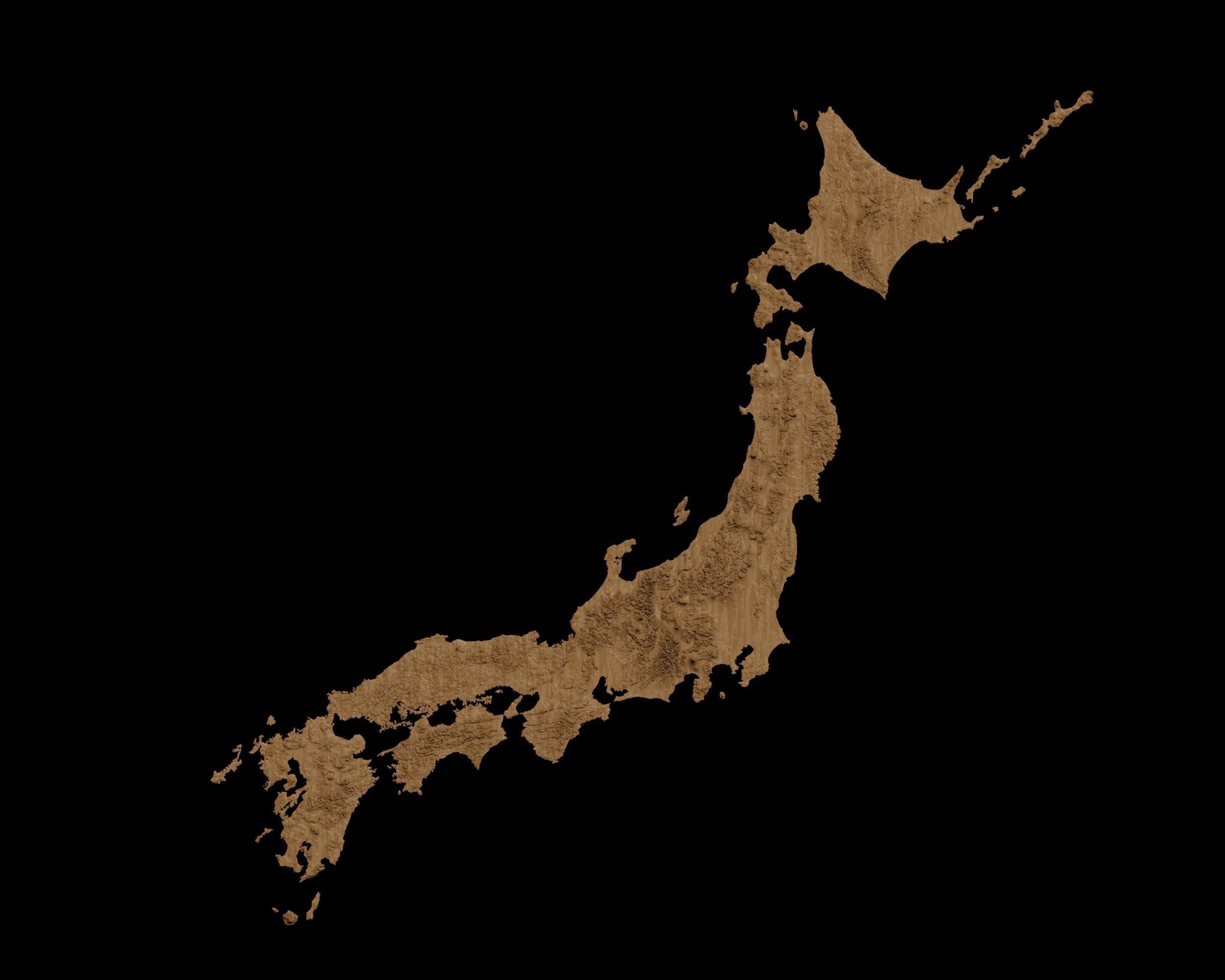 3D Topographical Map of Japan 3D model 3D printable | CGTrader