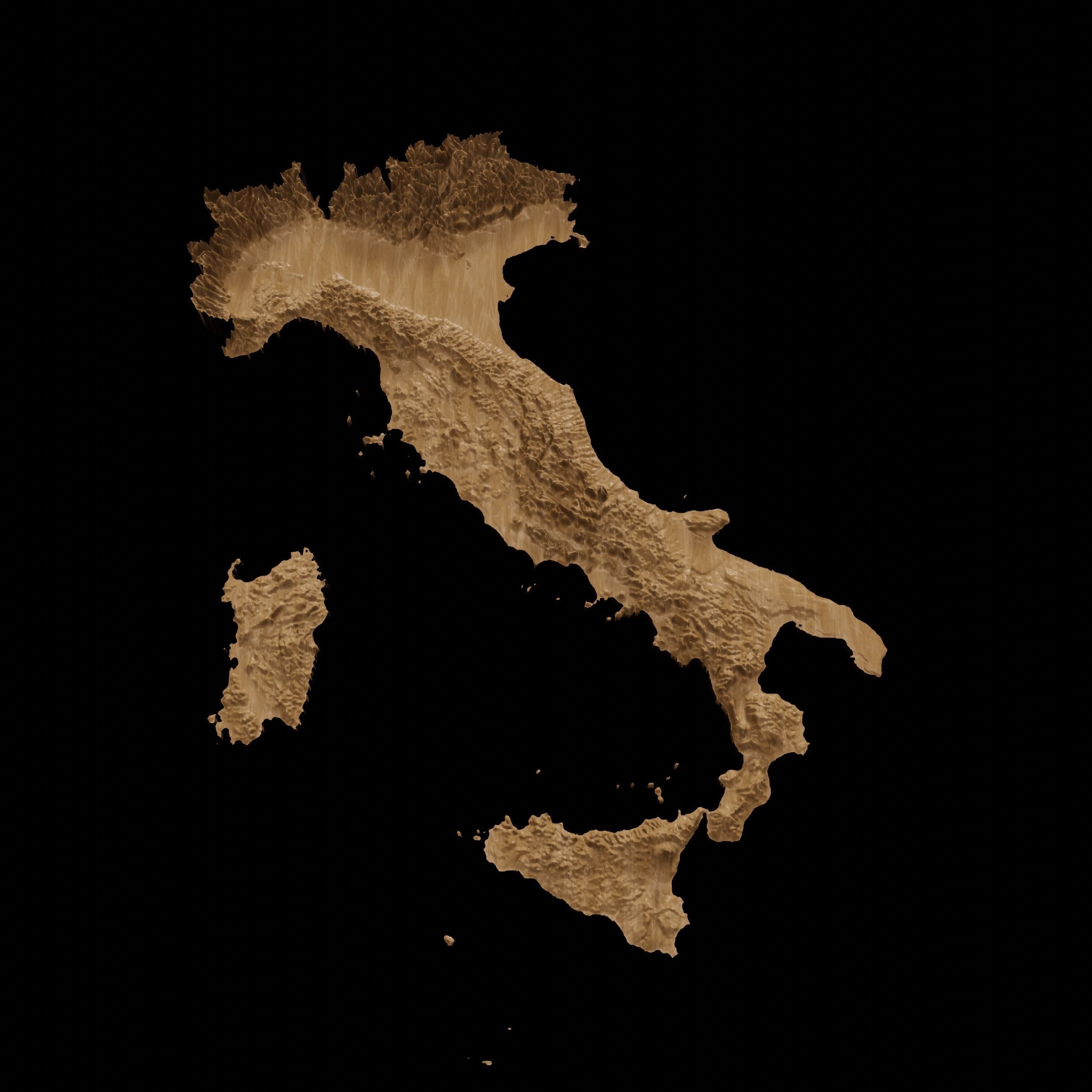 3D Topographical Map of Italy 3D model 3D printable | CGTrader