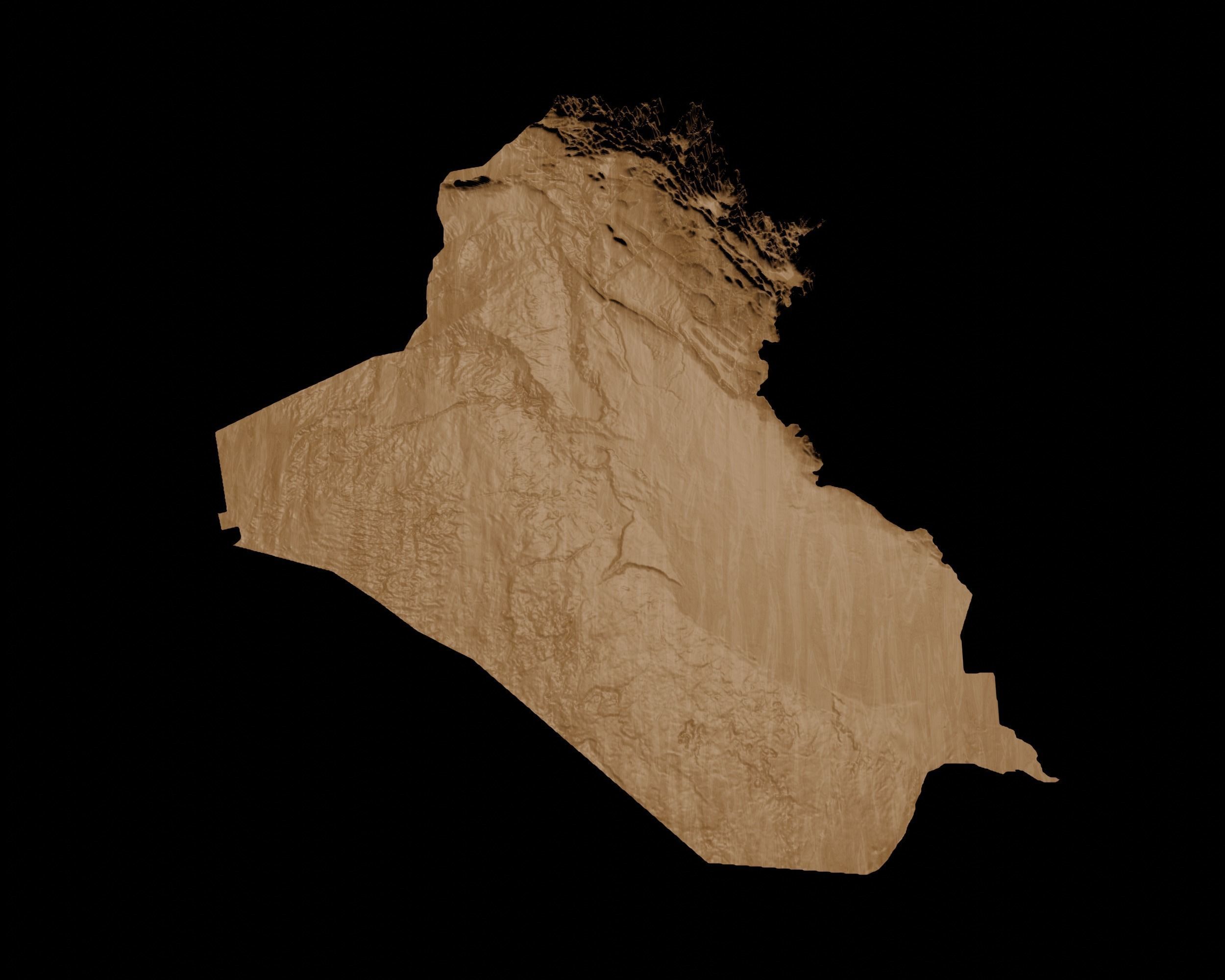 3D Topographical Map of Iraq 3D model 3D printable | CGTrader