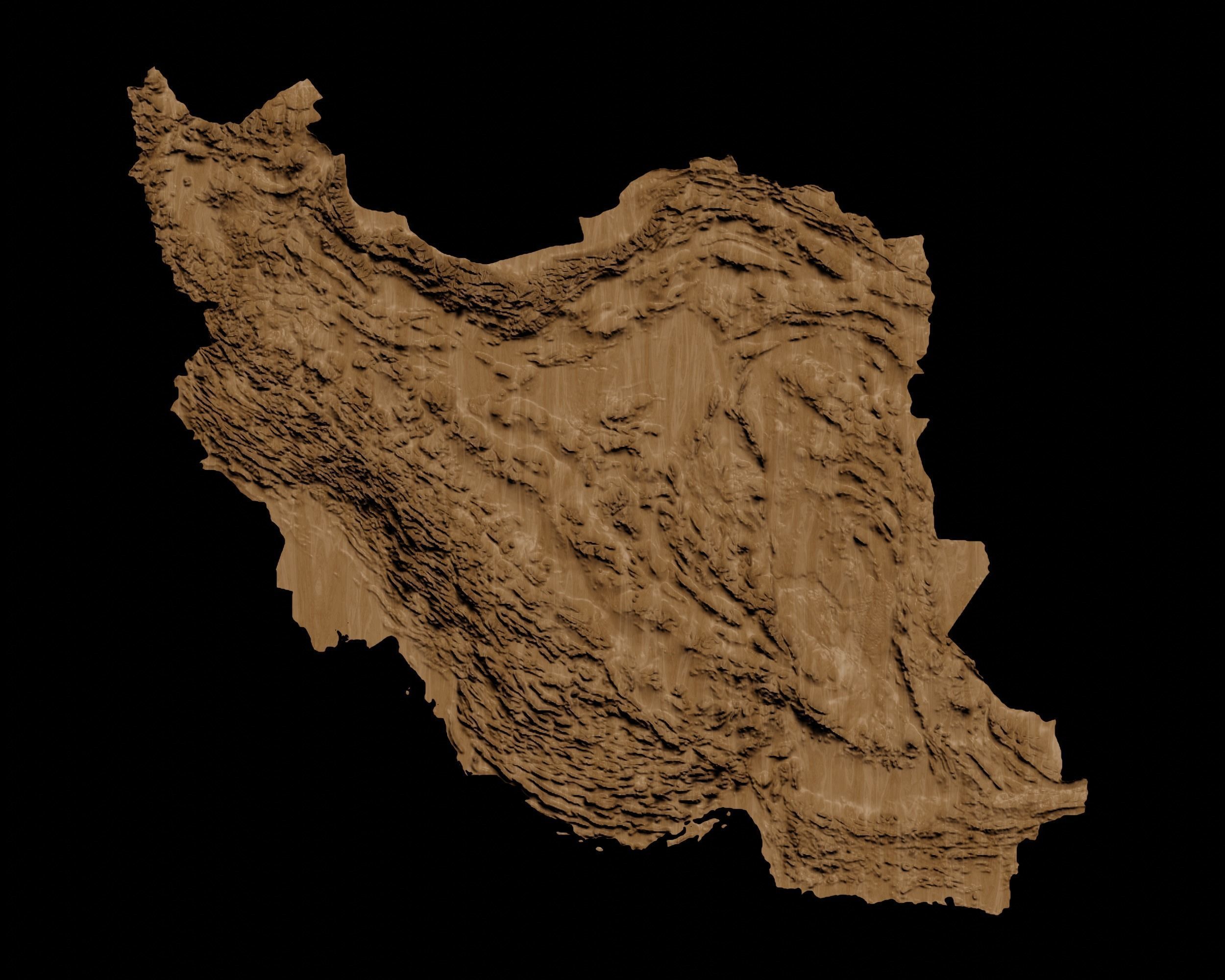 3D Topographical Map of Iran 3D model 3D printable | CGTrader