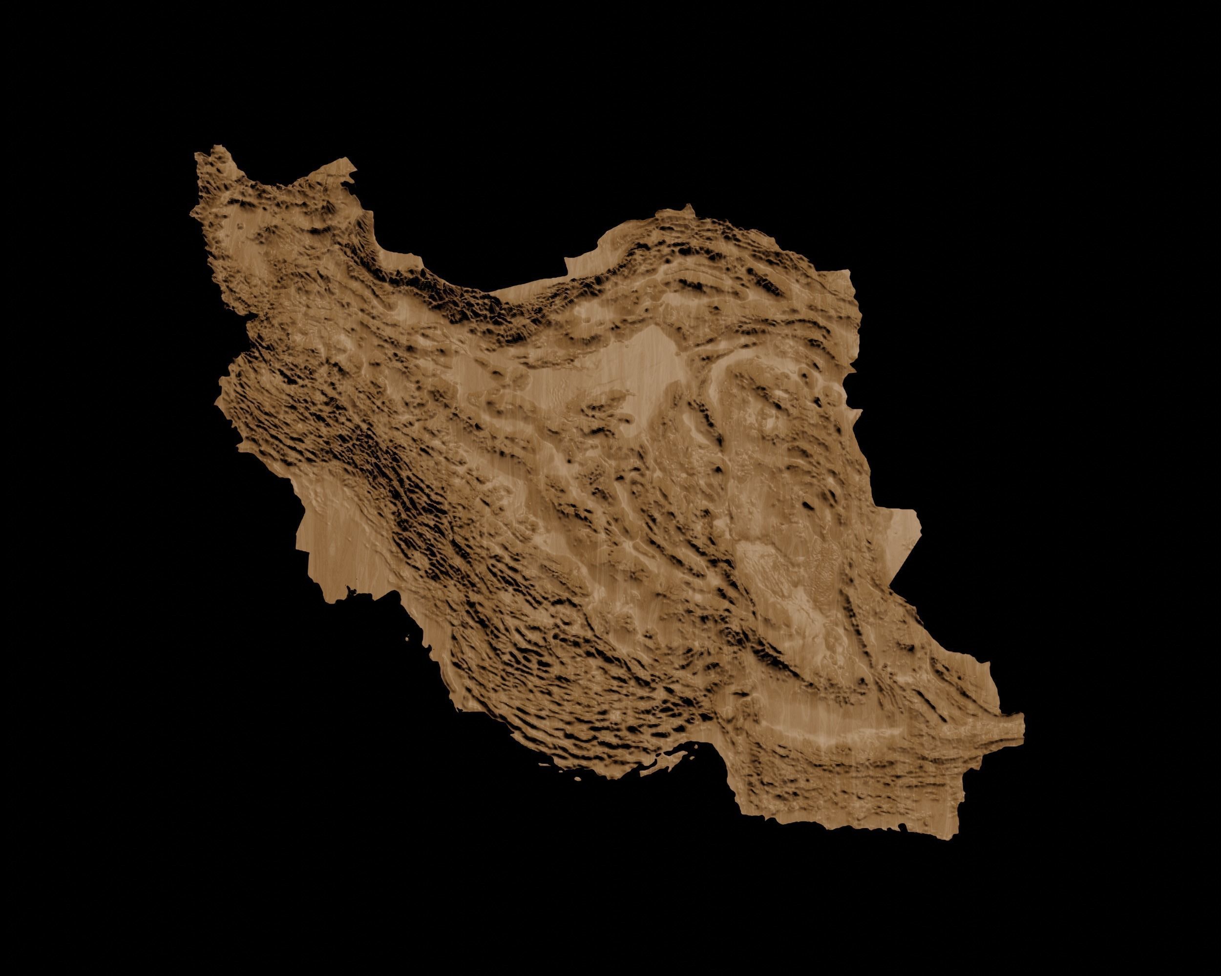 3D Topographical Map of Iran 3D model 3D printable | CGTrader