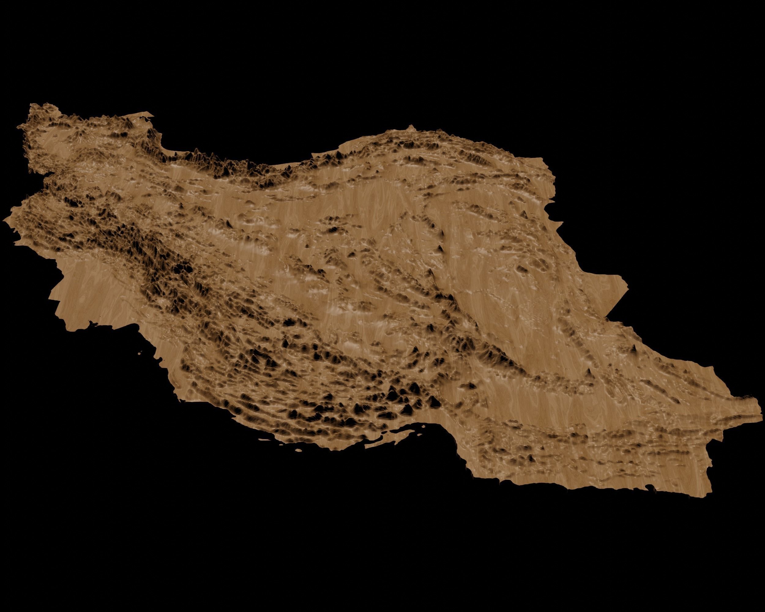 3D Topographical Map of Iran 3D model 3D printable | CGTrader