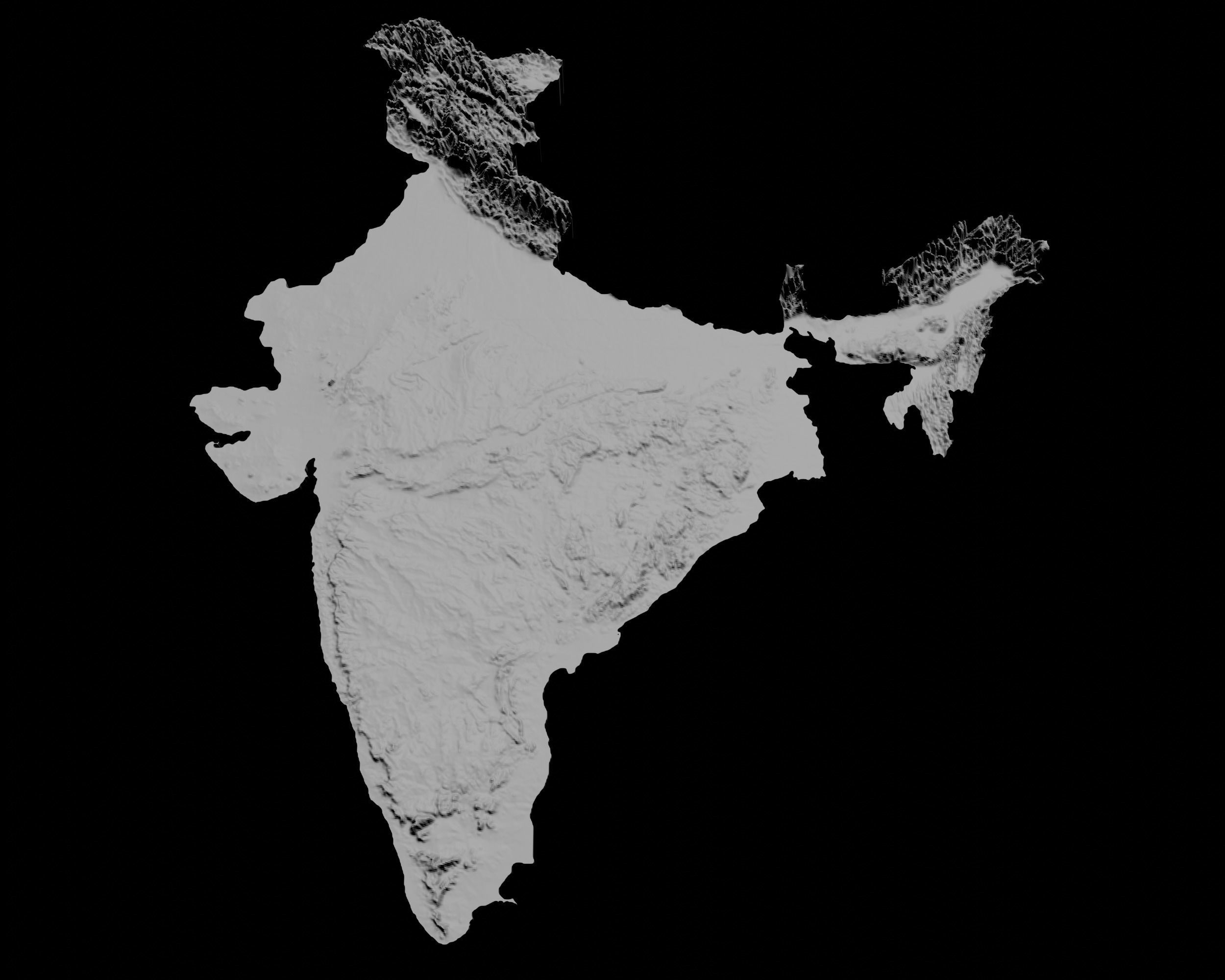 3D Topographical Map of India 3D model 3D printable | CGTrader