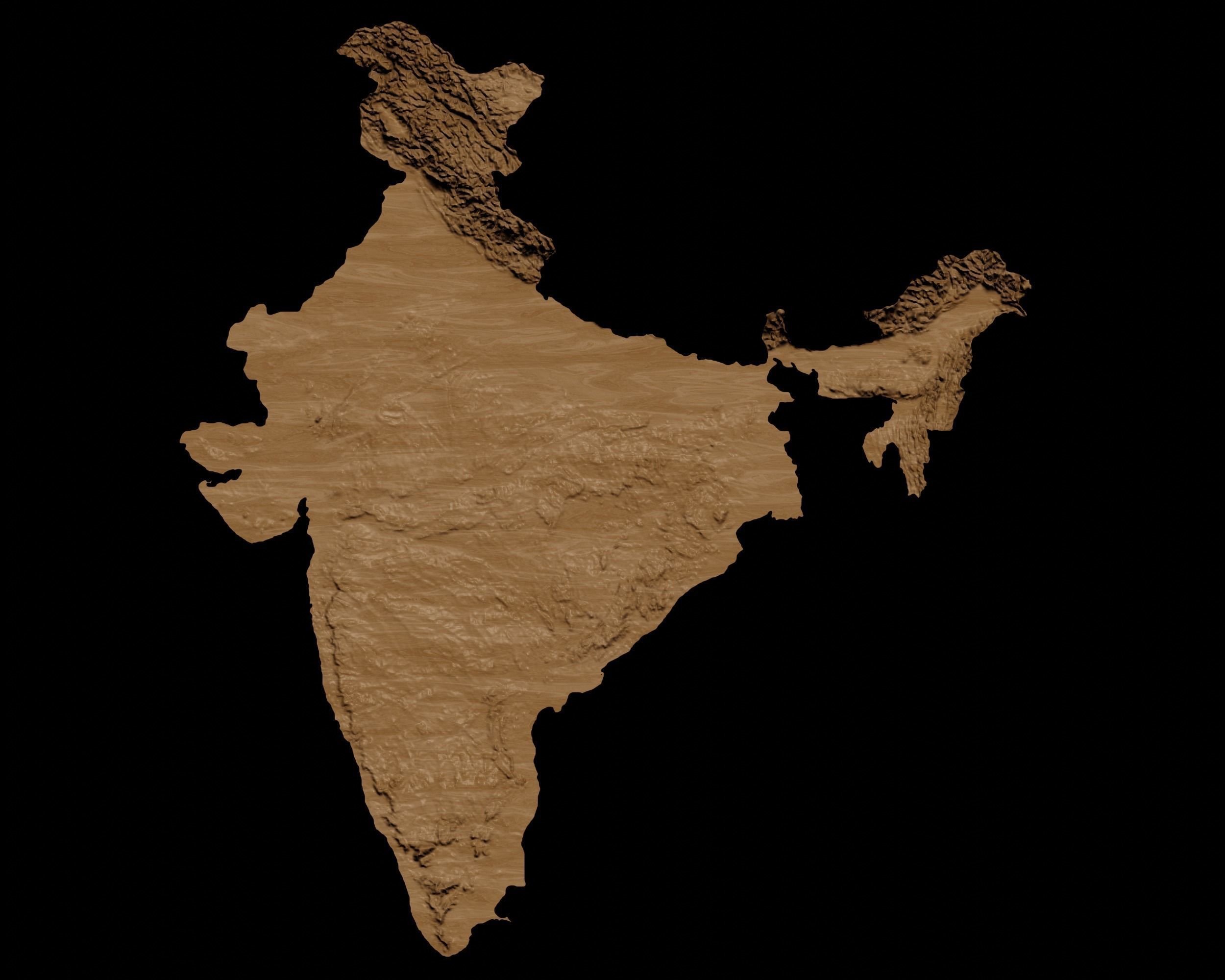 3D Topographical Map of India 3D model 3D printable | CGTrader