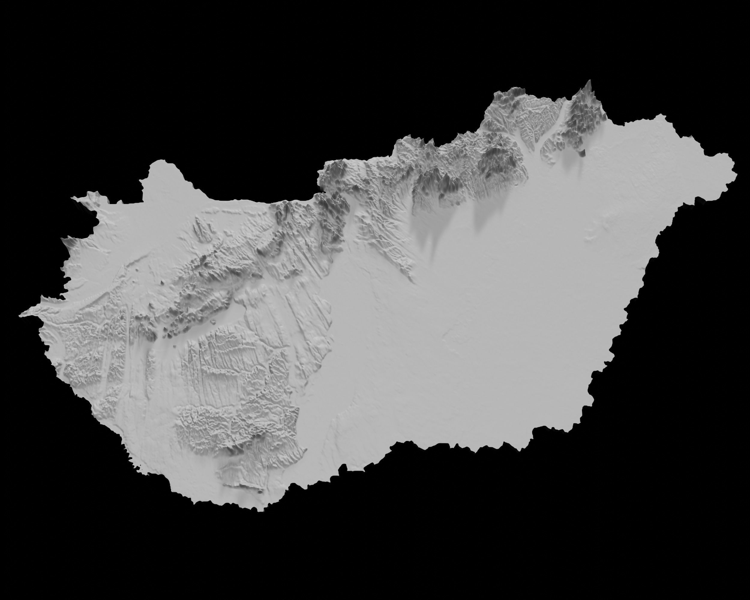3D Topographical Map of Hungary 3D model 3D printable | CGTrader