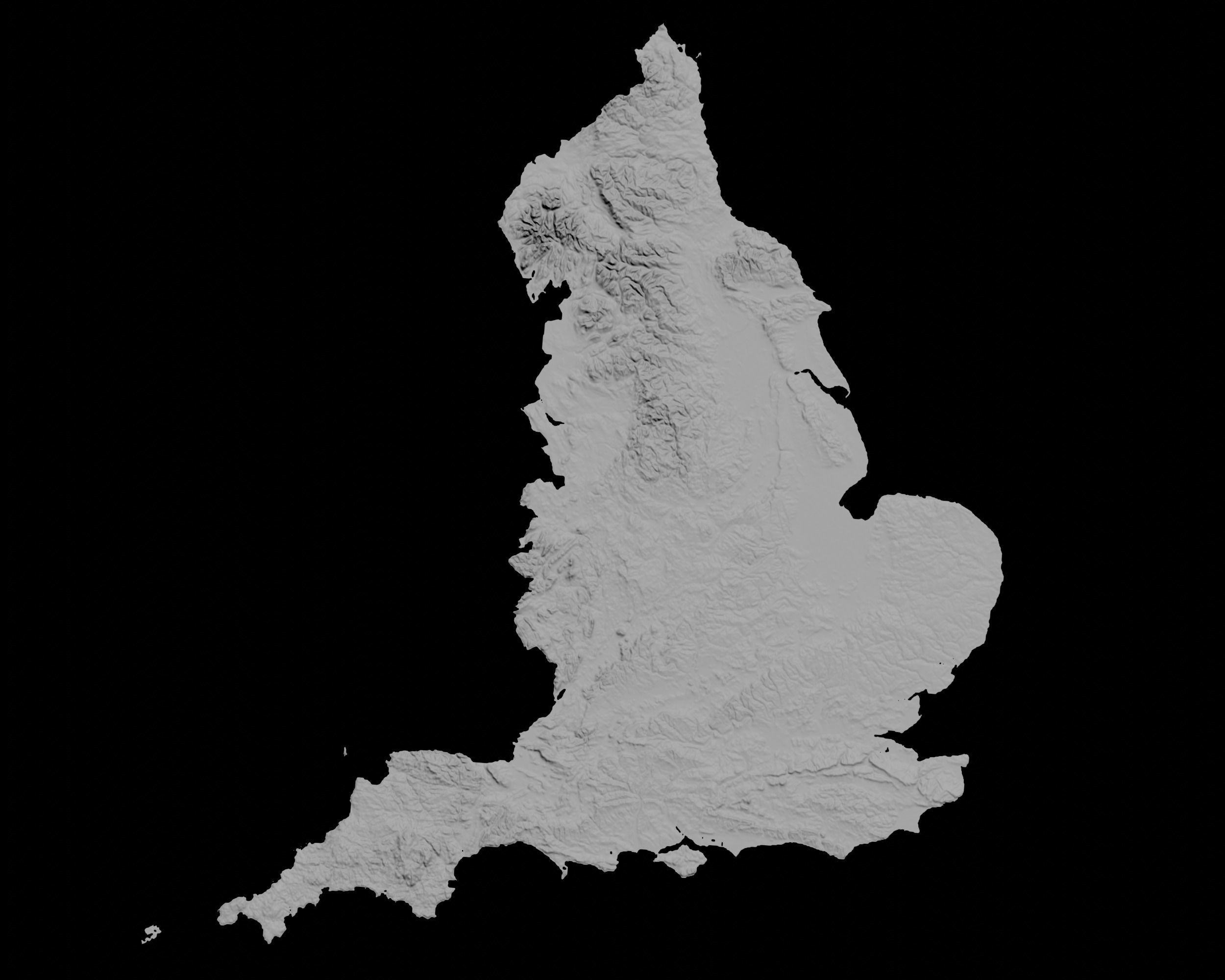 3D Topographical Map of England 3D model 3D printable | CGTrader