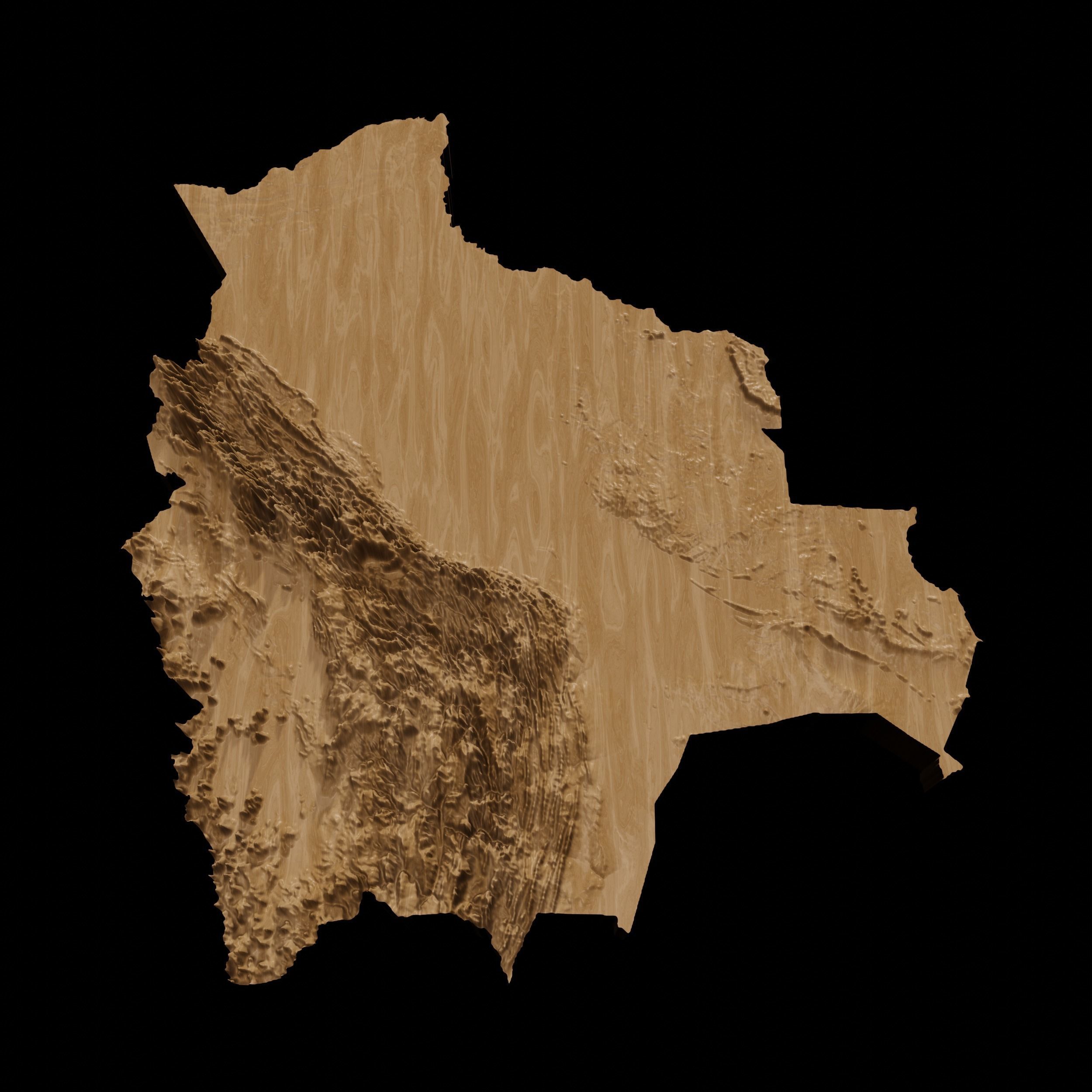3D Topographical Map of Bolivia 3D model 3D printable | CGTrader