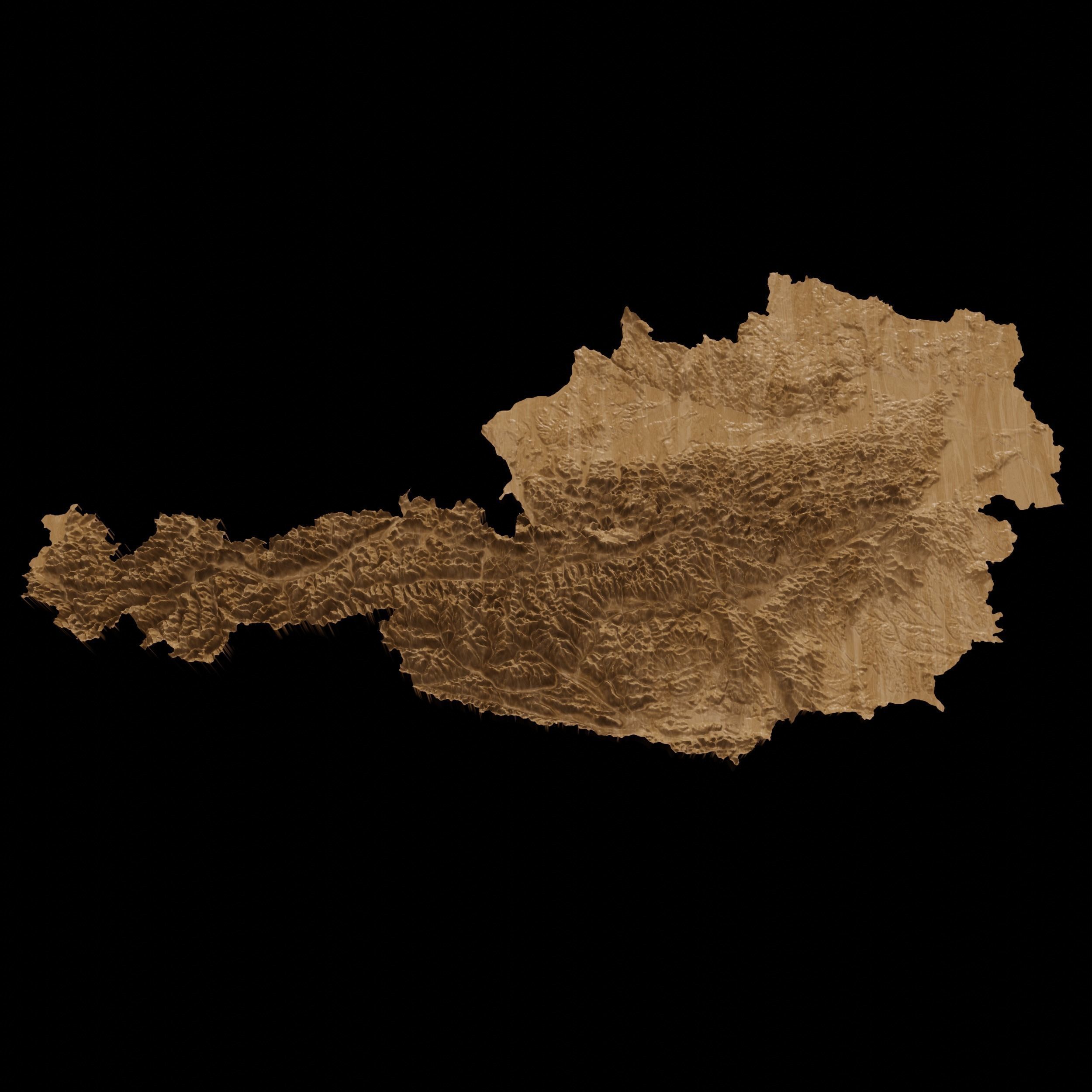 3D Topographical Map of Austria 3D model 3D printable | CGTrader