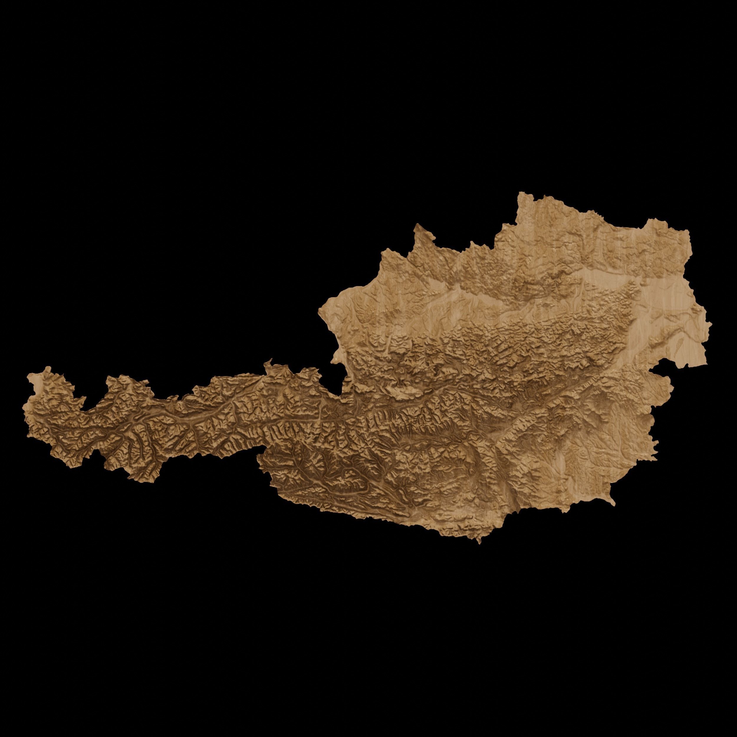 3D Topographical Map of Austria 3D model 3D printable | CGTrader