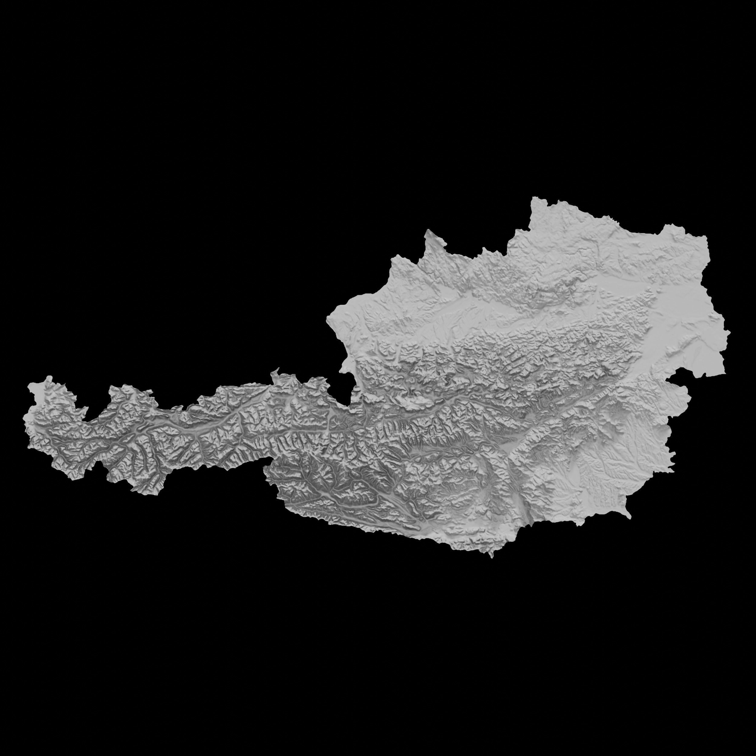 3D Topographical Map of Austria 3D model 3D printable | CGTrader