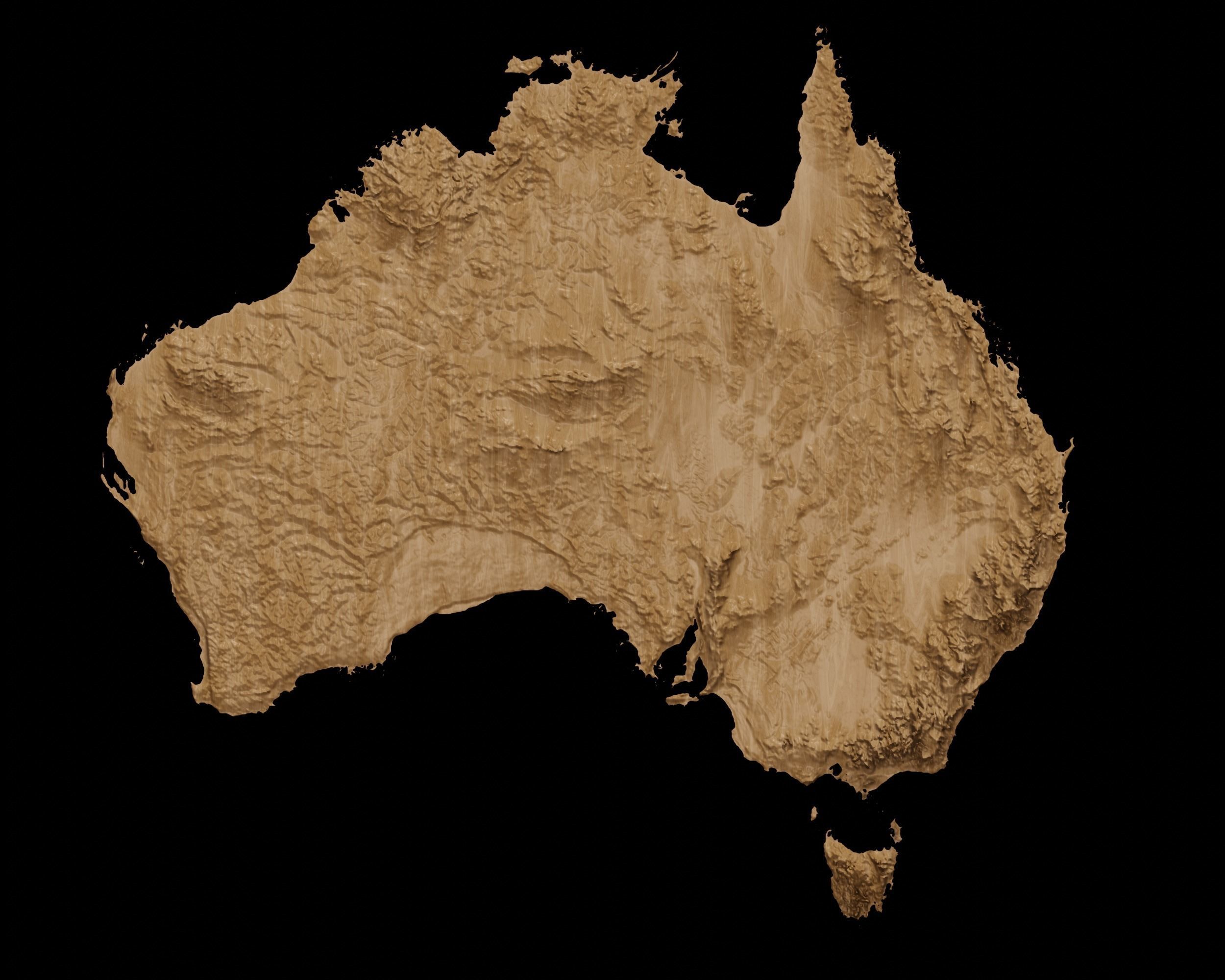 3D Topographical Map of Australia 3D model 3D printable | CGTrader