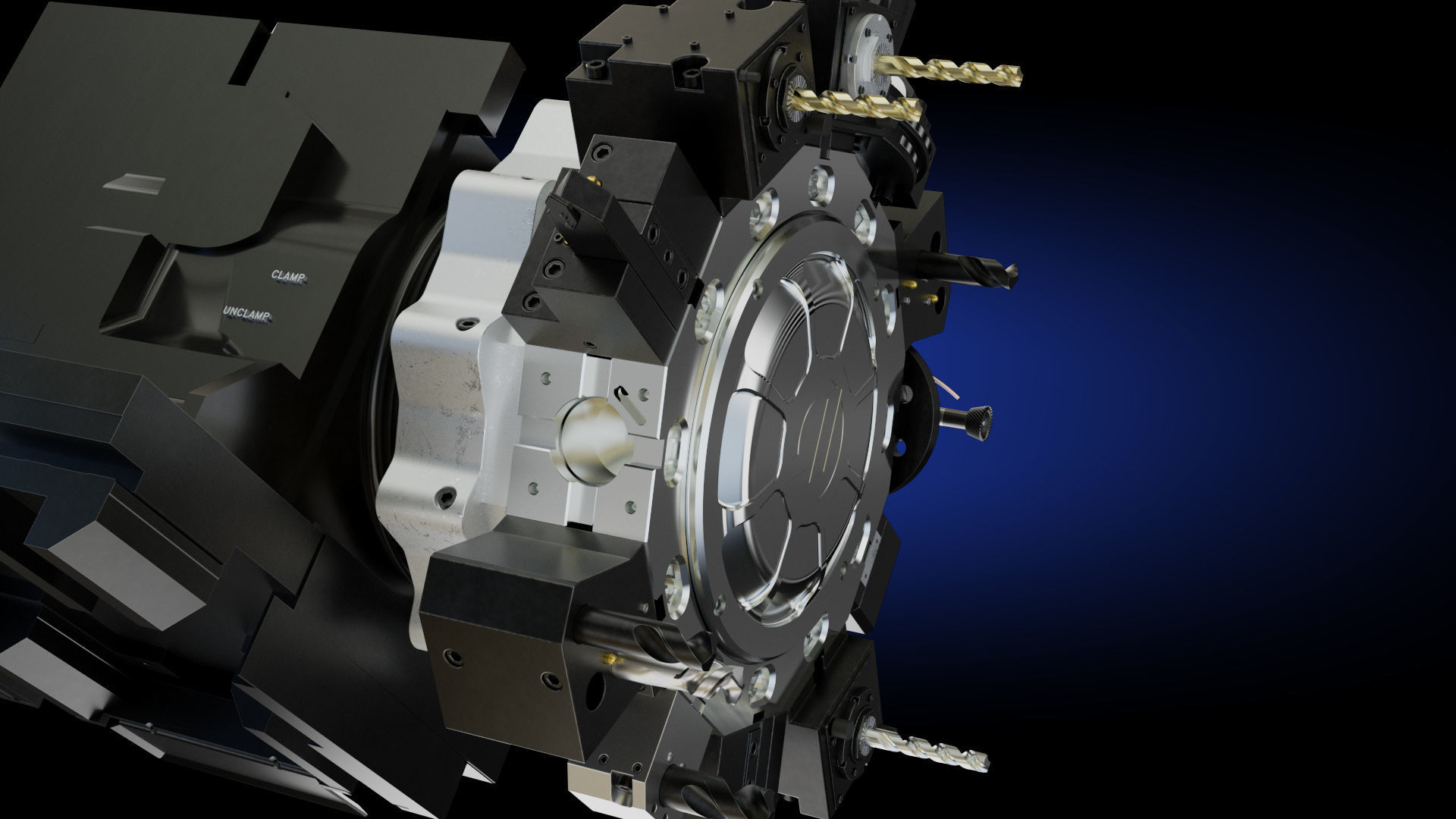 Power Tool Turrets for CNC Lathe 3D model rigged | CGTrader