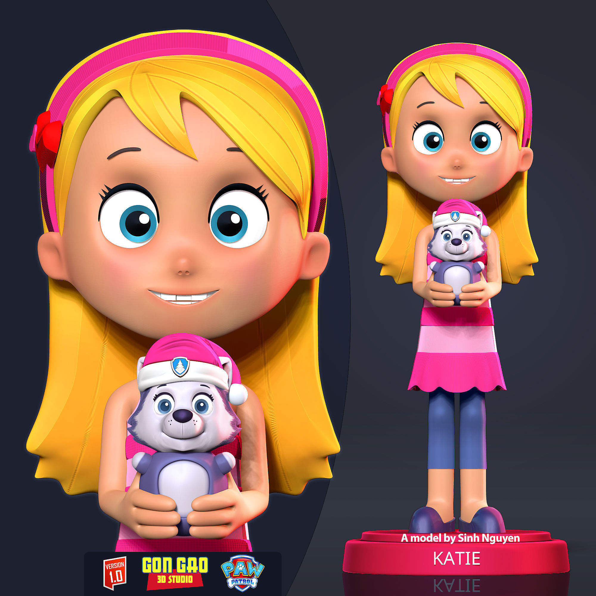 Katie - Paw Patrol Fanart 3D model 3D printable | CGTrader