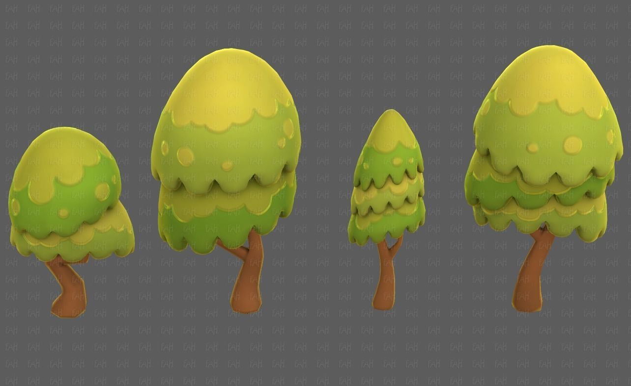 3D model Trees Cartoon V55 VR / AR / low-poly | CGTrader