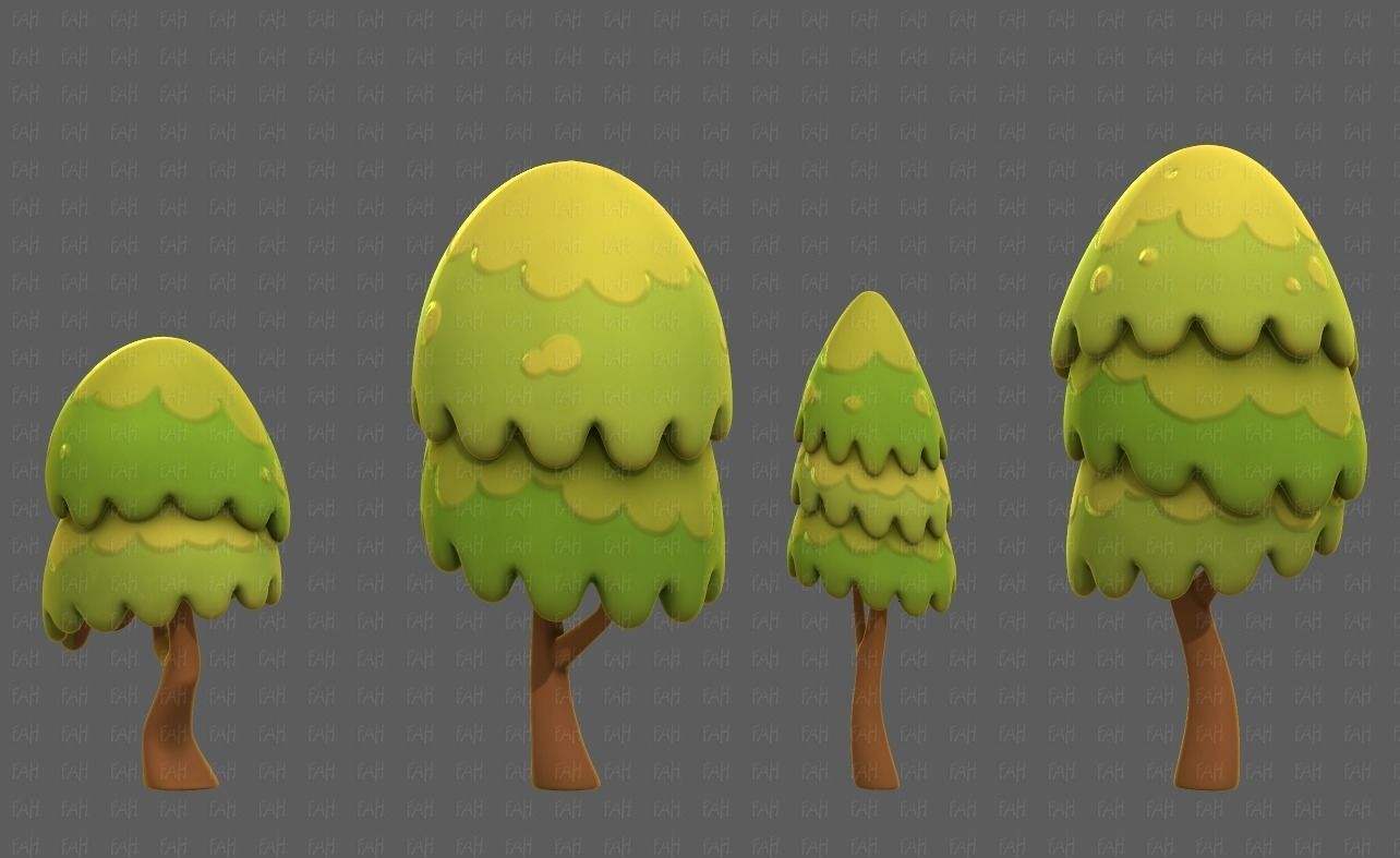 3D model Trees Cartoon V55 VR / AR / low-poly | CGTrader