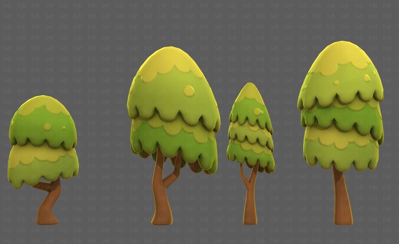 3D model Trees Cartoon V55 VR / AR / low-poly | CGTrader