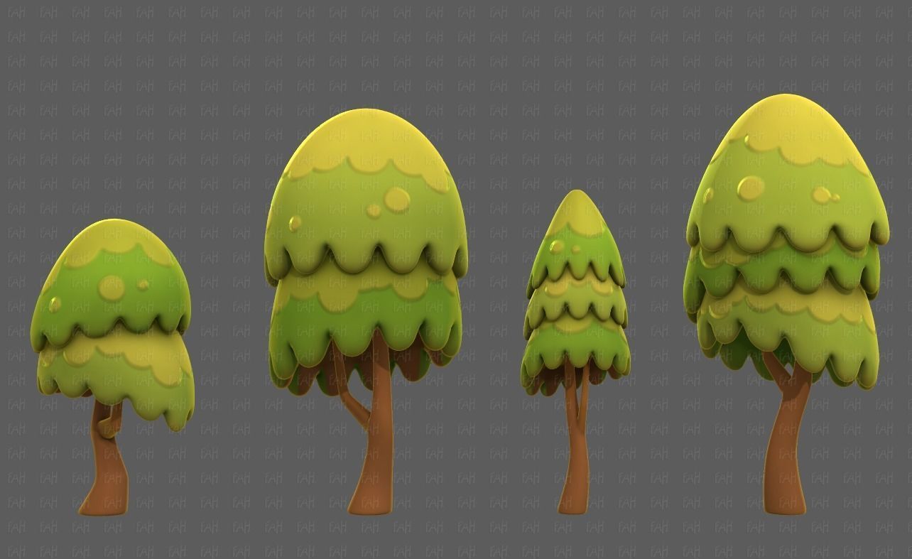 3D model Trees Cartoon V55 VR / AR / low-poly | CGTrader
