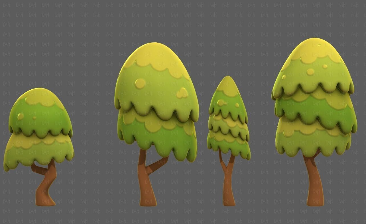 3D model Trees Cartoon V55 VR / AR / low-poly | CGTrader