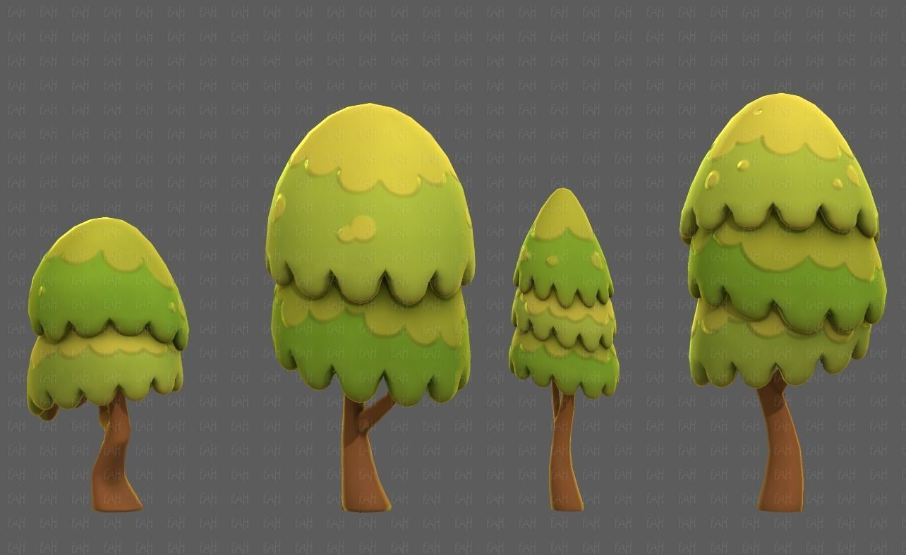 3D model Trees Cartoon V55 VR / AR / low-poly | CGTrader