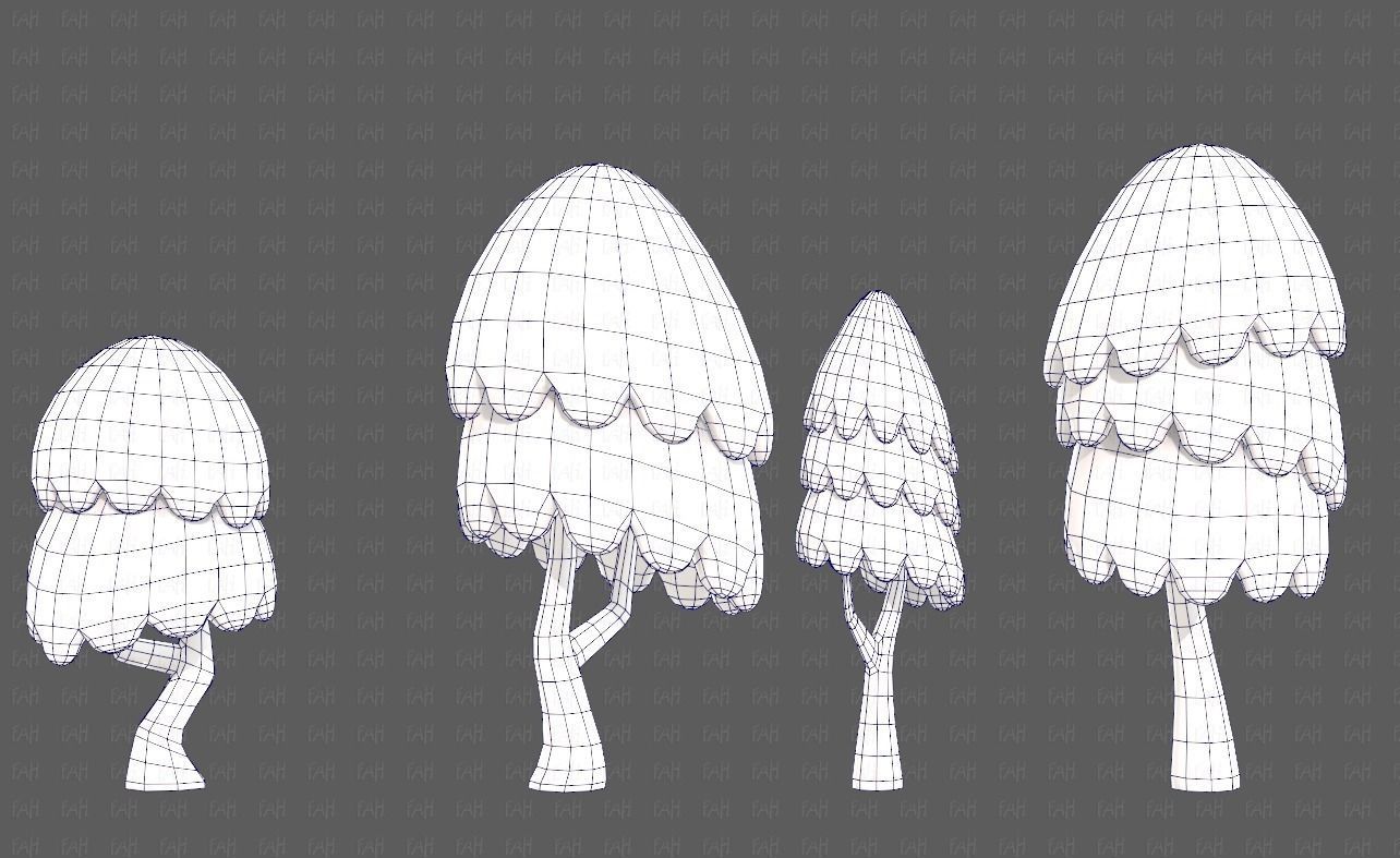 3D model Trees Cartoon V55 VR / AR / low-poly | CGTrader