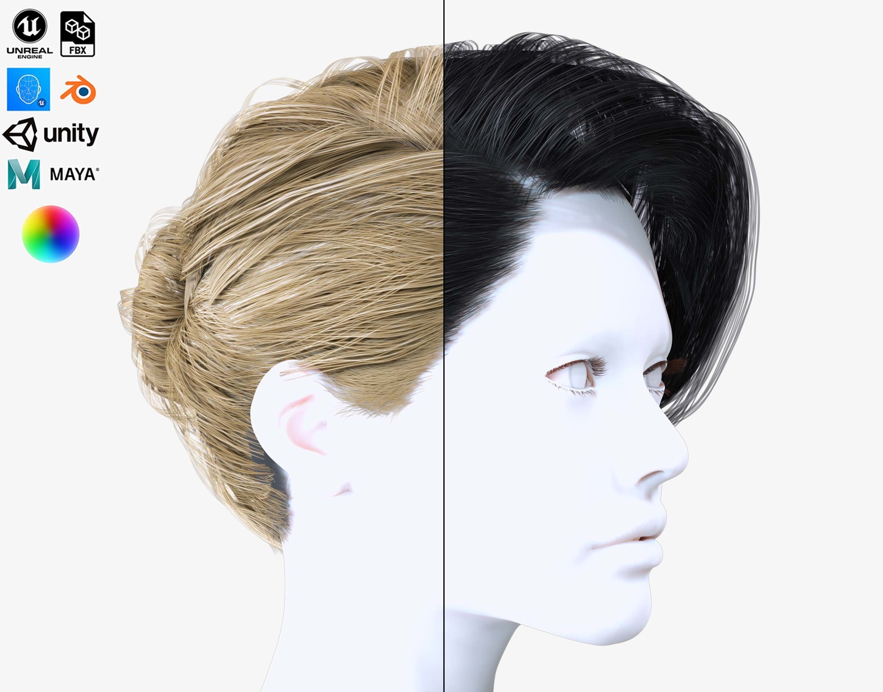 3D model Female Bun Hairstyle Low-Poly VR / AR / low-poly | CGTrader