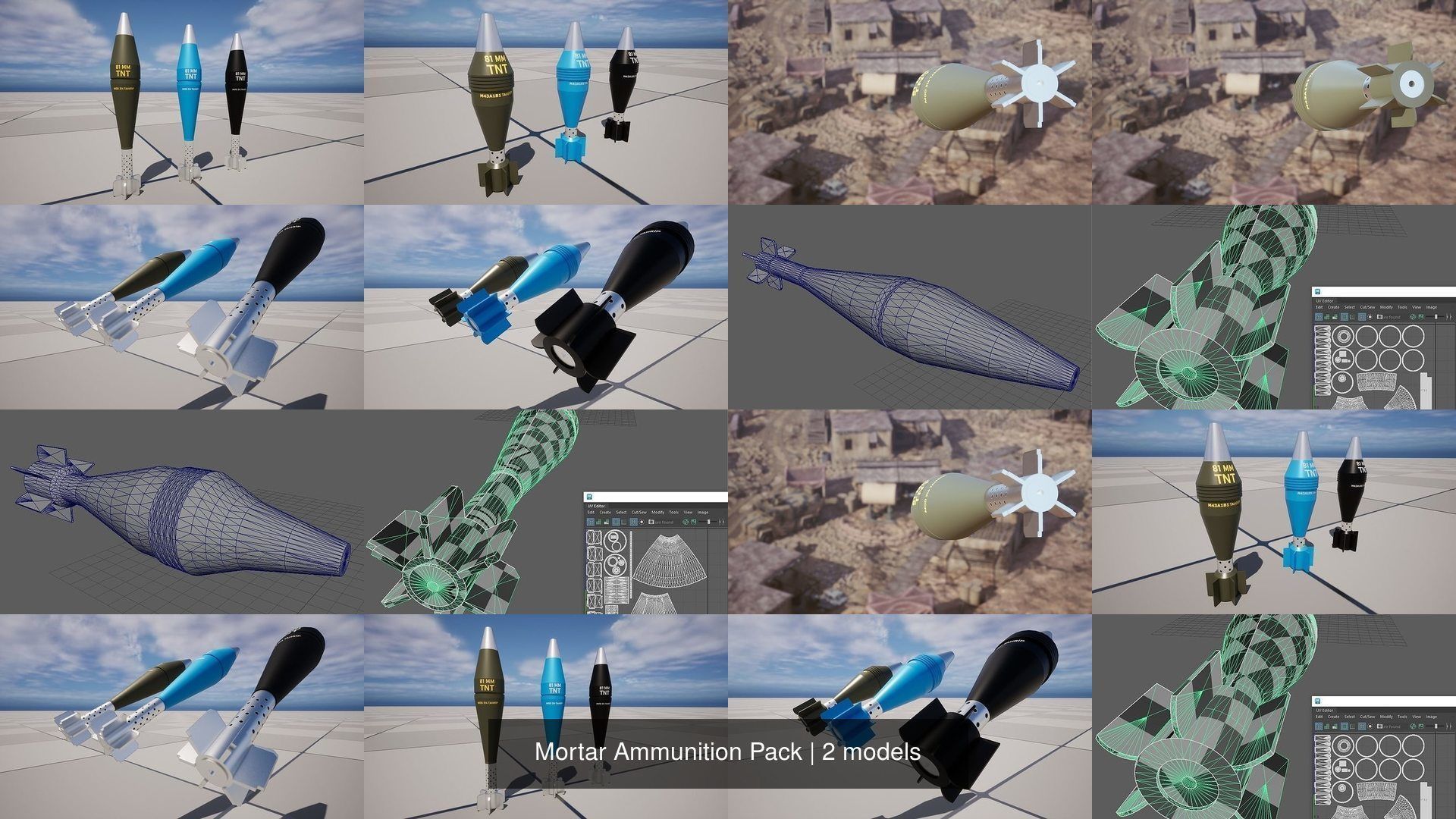 3D Model Collection Mortar Ammunition Pack VR / AR / low-poly | CGTrader