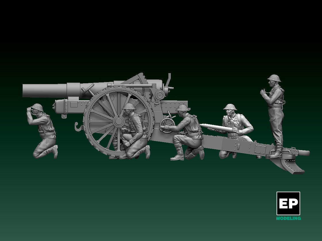 British soldiers ARTILLERY ww2 and Howitzer Mark VI UK 3D model 3D ...
