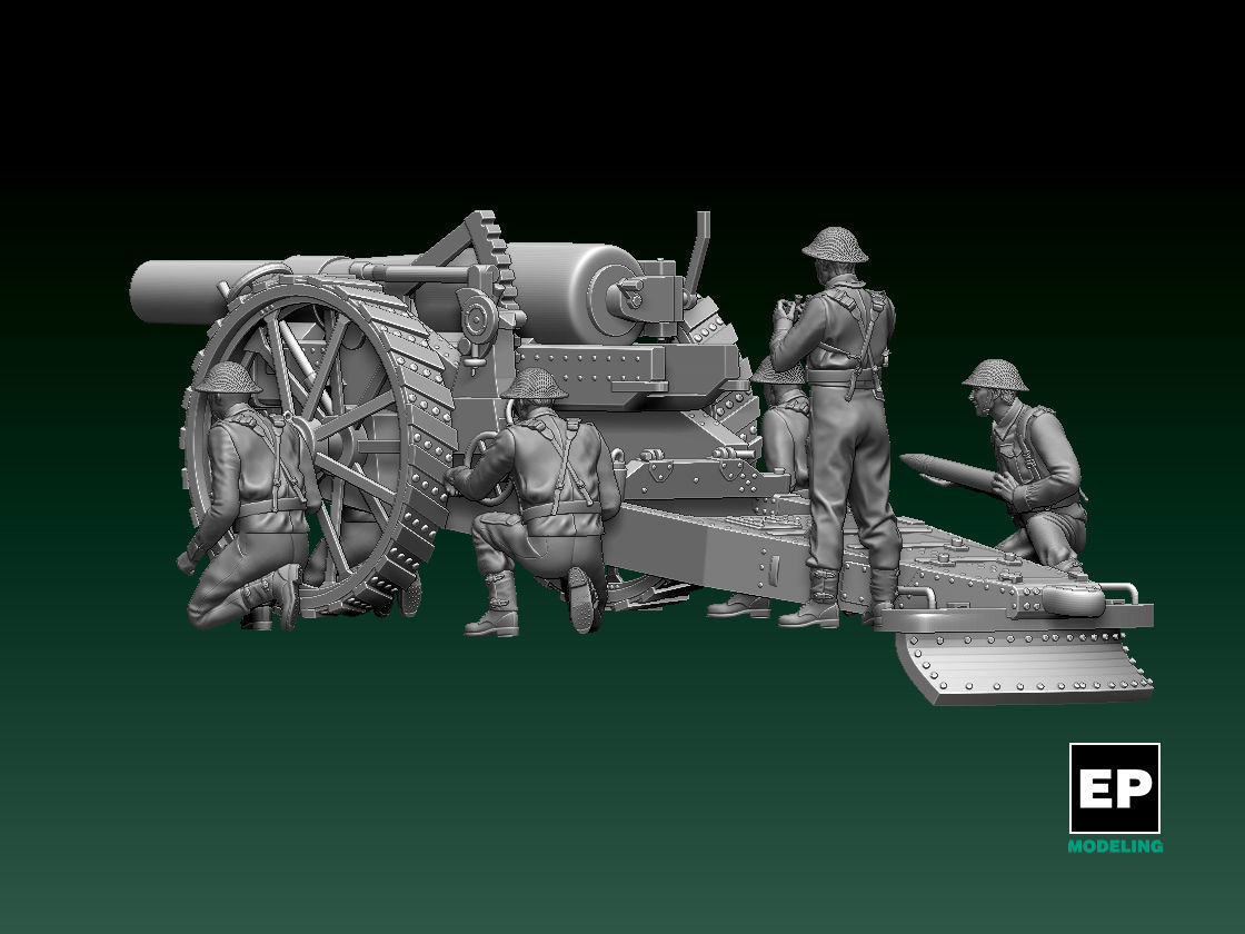 British soldiers ARTILLERY ww2 and Howitzer Mark VI UK 3D model 3D ...