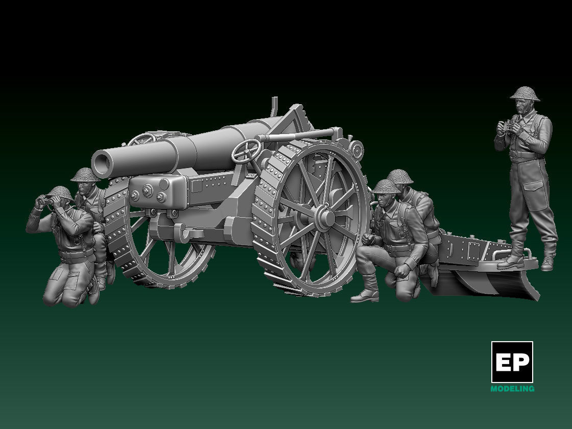 British soldiers ARTILLERY ww2 and Howitzer Mark VI UK 3D model 3D ...