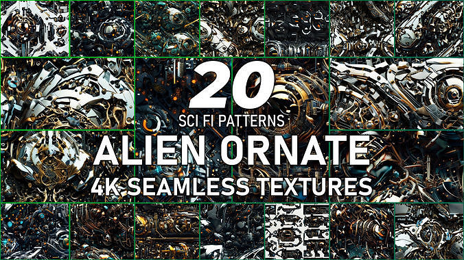 20 Seamless Sci-fi Patterns - Alien Ornate Texture | CGTrader