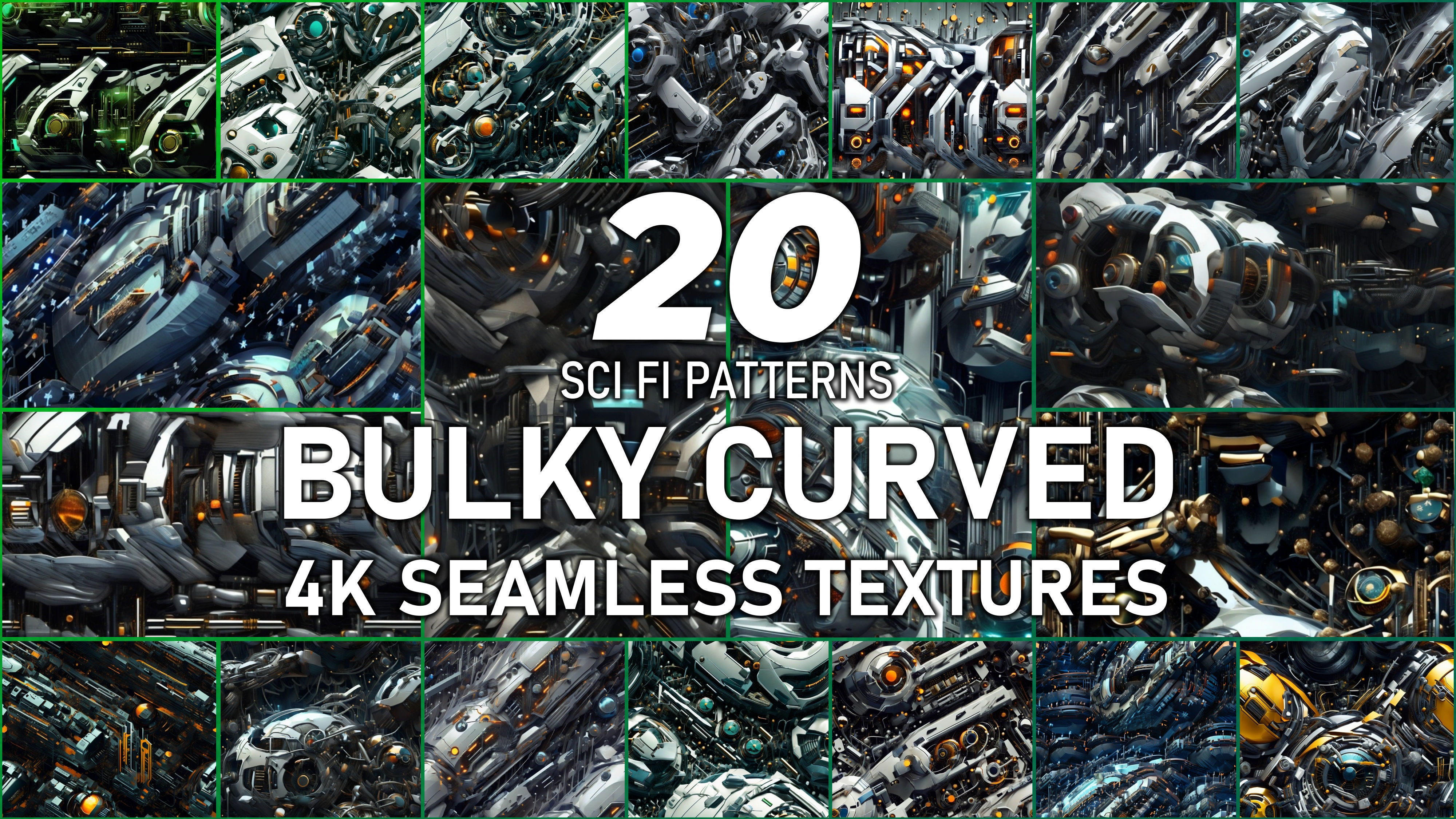 20 Seamless Sci-fi Patterns - Bulky Curved Texture Texture | CGTrader